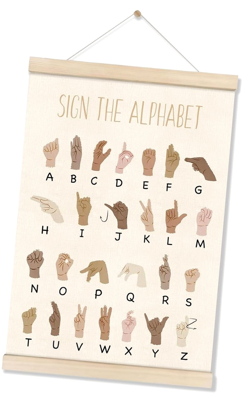 Hyjoy ASL Alphabet Poster Hanger Frame, Posters for Toddlers 16x12 Inch ...