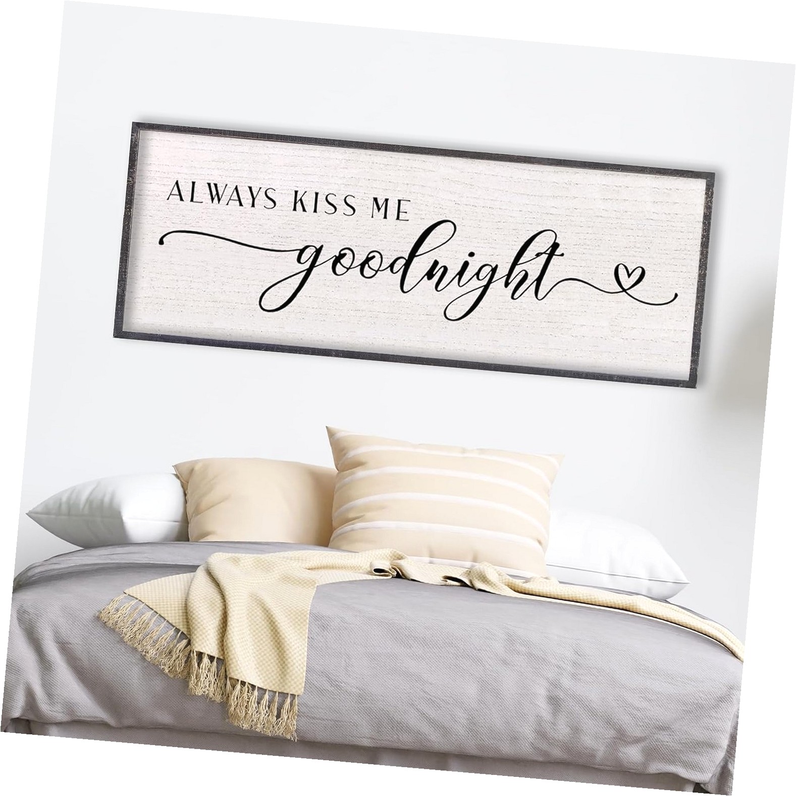 Hyjoy Above Bed Love Theme Wall Decor Kiss Me Goodnight Sign 40"×15 ...