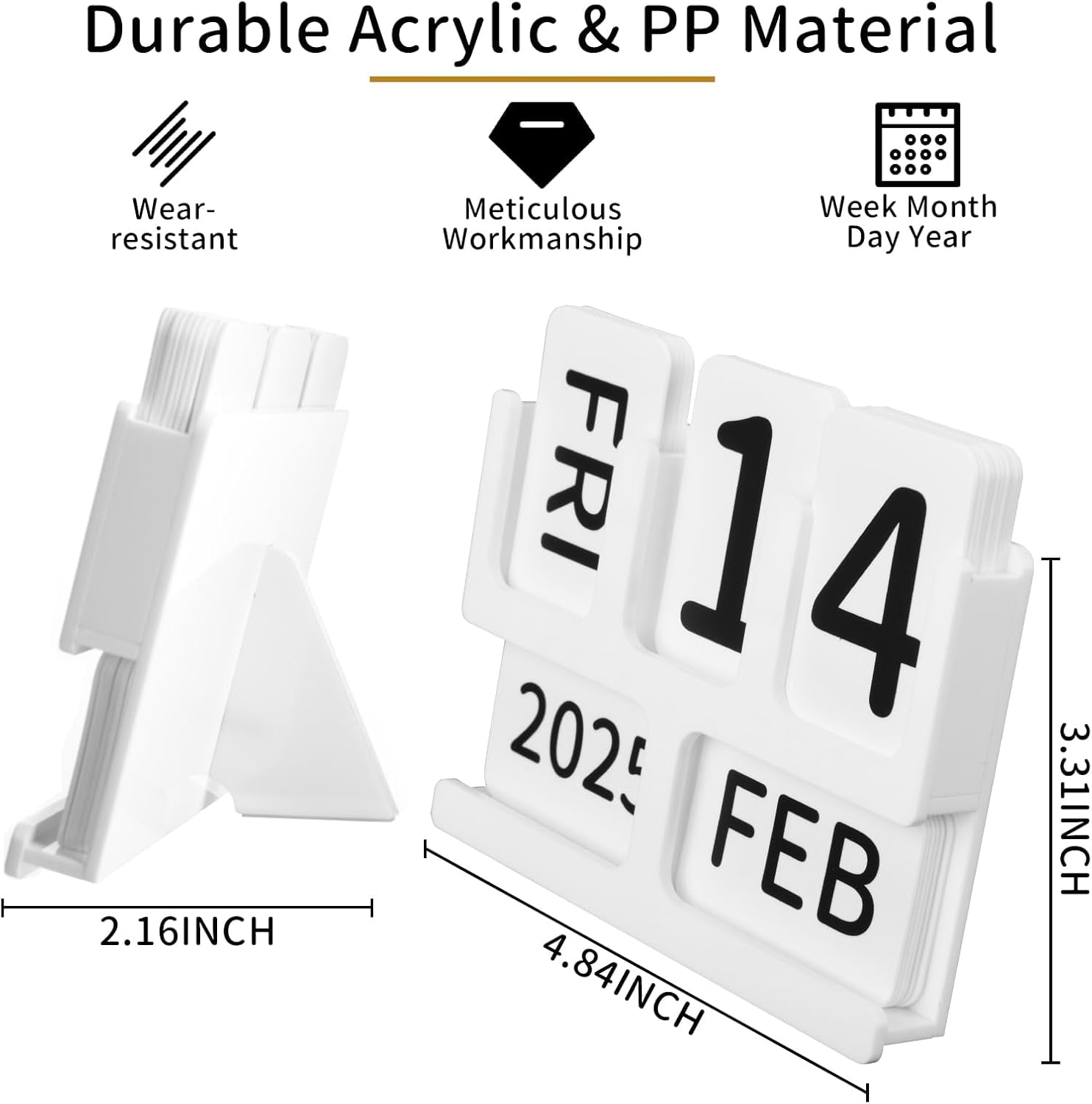 Hyjoy Acrylic Everlasting Desk Calendar, 2025-2034, with Large Date ...