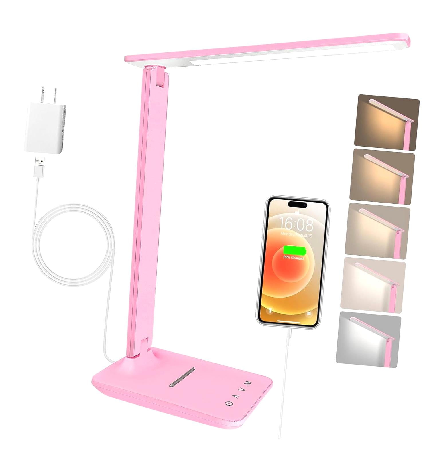 Hyjoy Adjustable Desk Lamp with USB Charging, 5 Light Settings, Touch ...