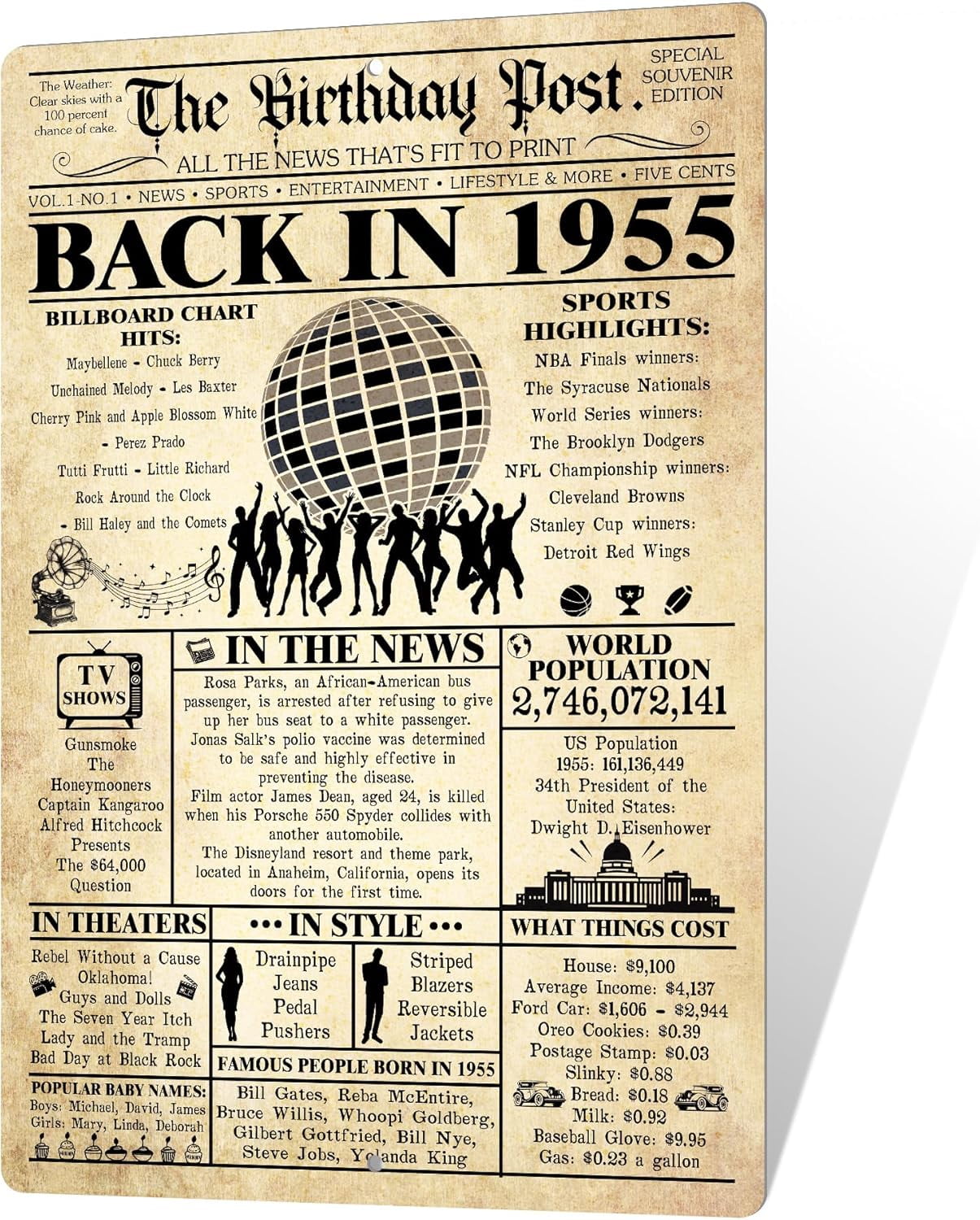 Hyjoy Back In 1955 Metal Signs, Born 70 Years Ago Wall Party Supplies ...