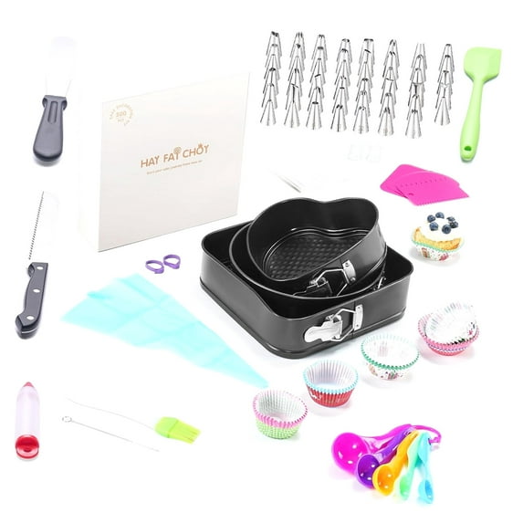 Hyjoy Baking Kit, Complete, 300PCS Baking Supplies with 3 Cake Pans Set ...