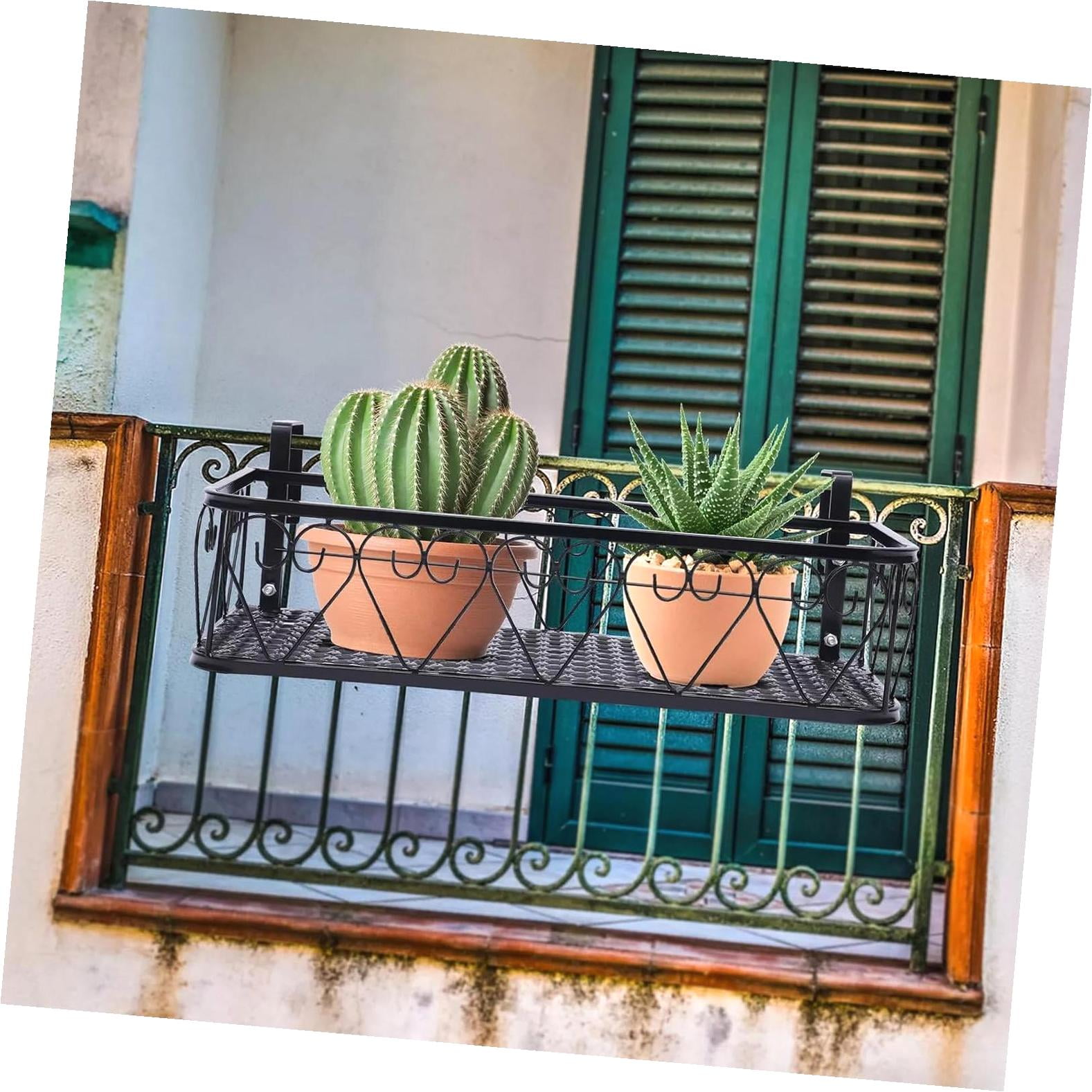 Hyjoy Balcony Railing Hanging Basket 50 X 20 X 12 Cm Plant Shelf Stand ...