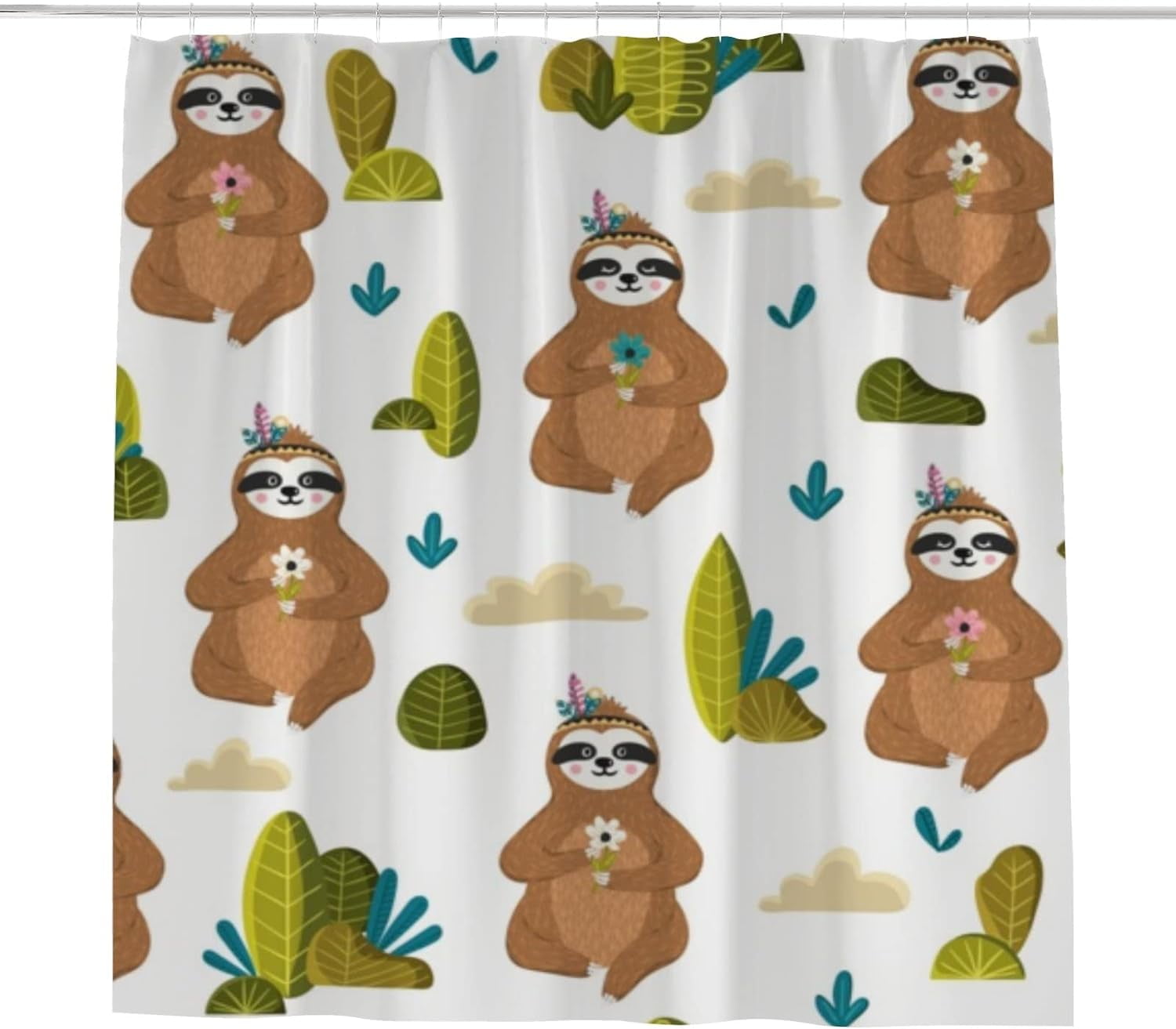 Hyjoy Bath Shower Curtain Liners Funny Sloths in The Forest 66x72in ...