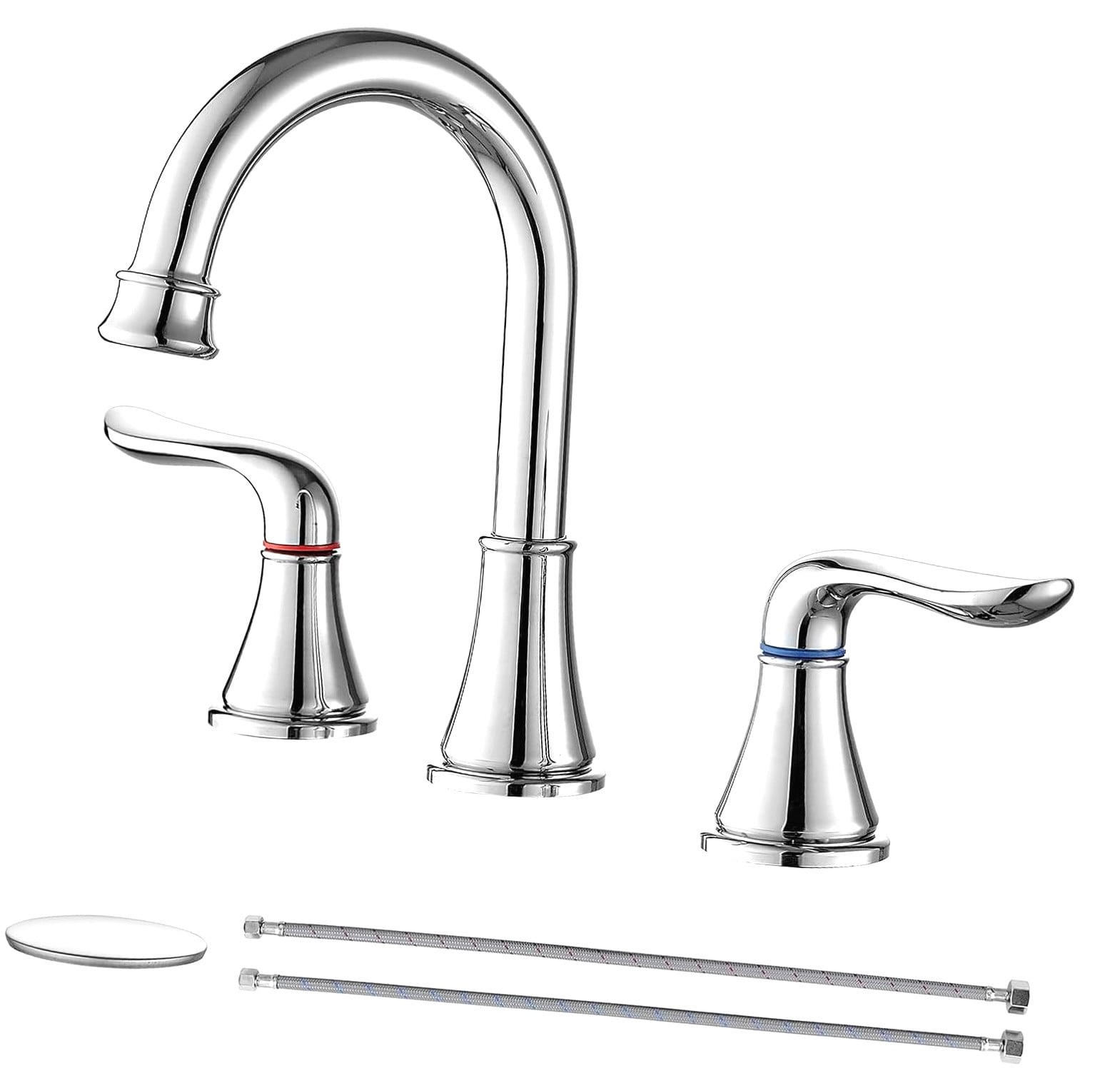 Hyjoy Bathroom 3 Hole, 8 Inch Widespread Bathroom Sink 2-Handles Vanity ...
