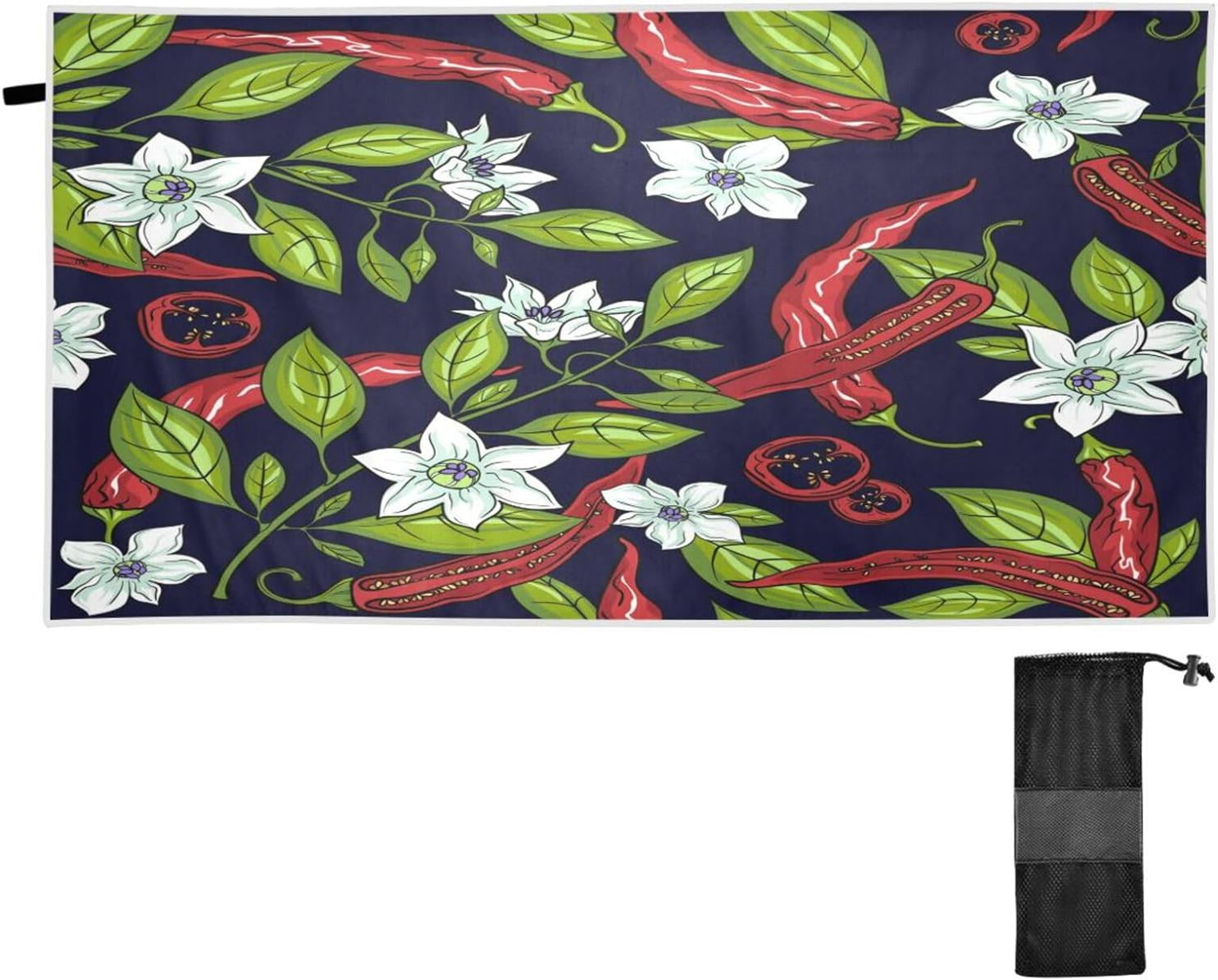 Hyjoy Beach Towels Pepper Flowers Chili Camping Towels Sand Free Beach ...