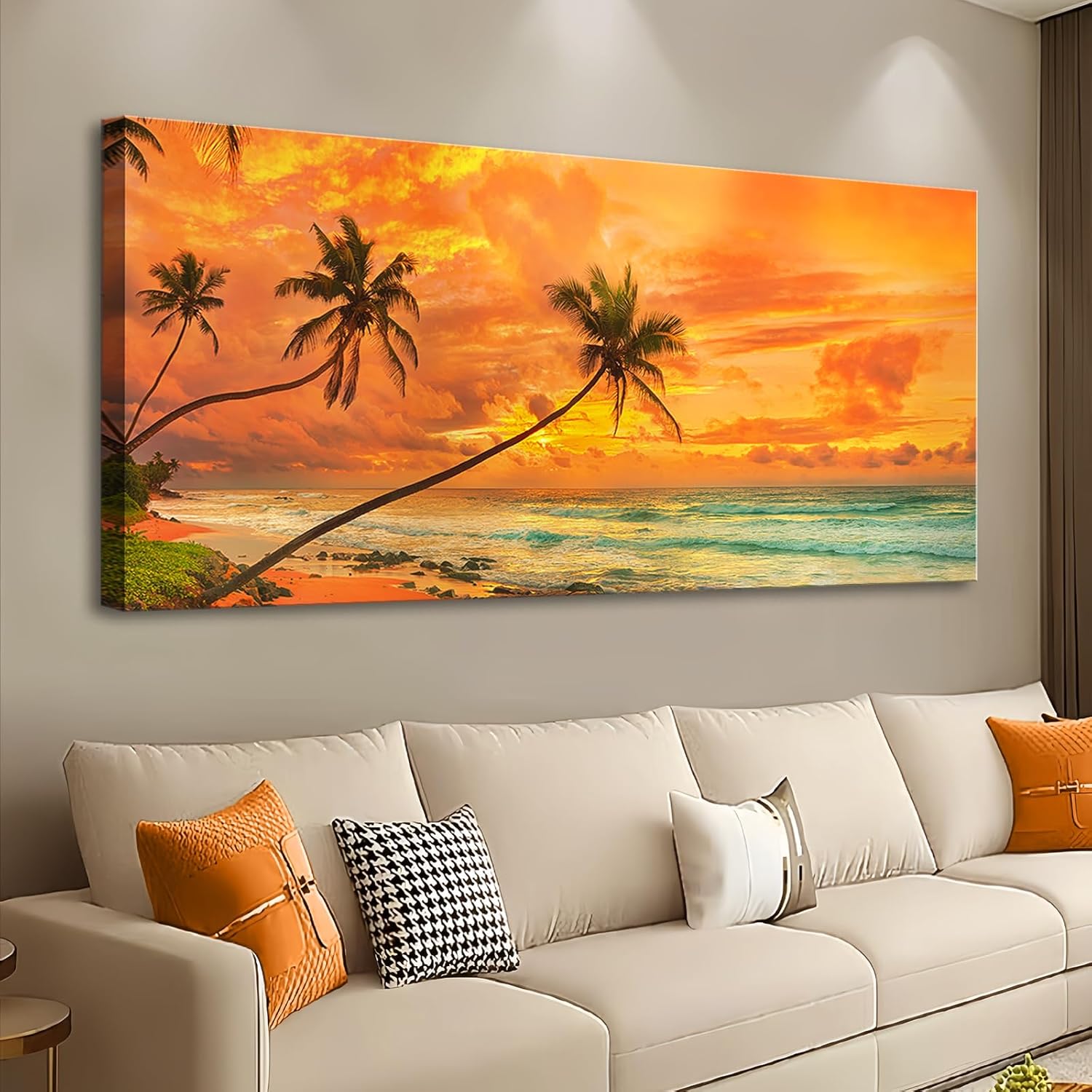 Hyjoy Beach Wall , Large Canvas Painting Room, Ocean Waves Nature ...