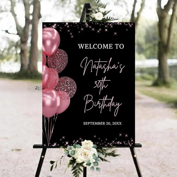 Hyjoy Birthday Party Sign, Glitter Birthday Sign, Customizable for Any ...