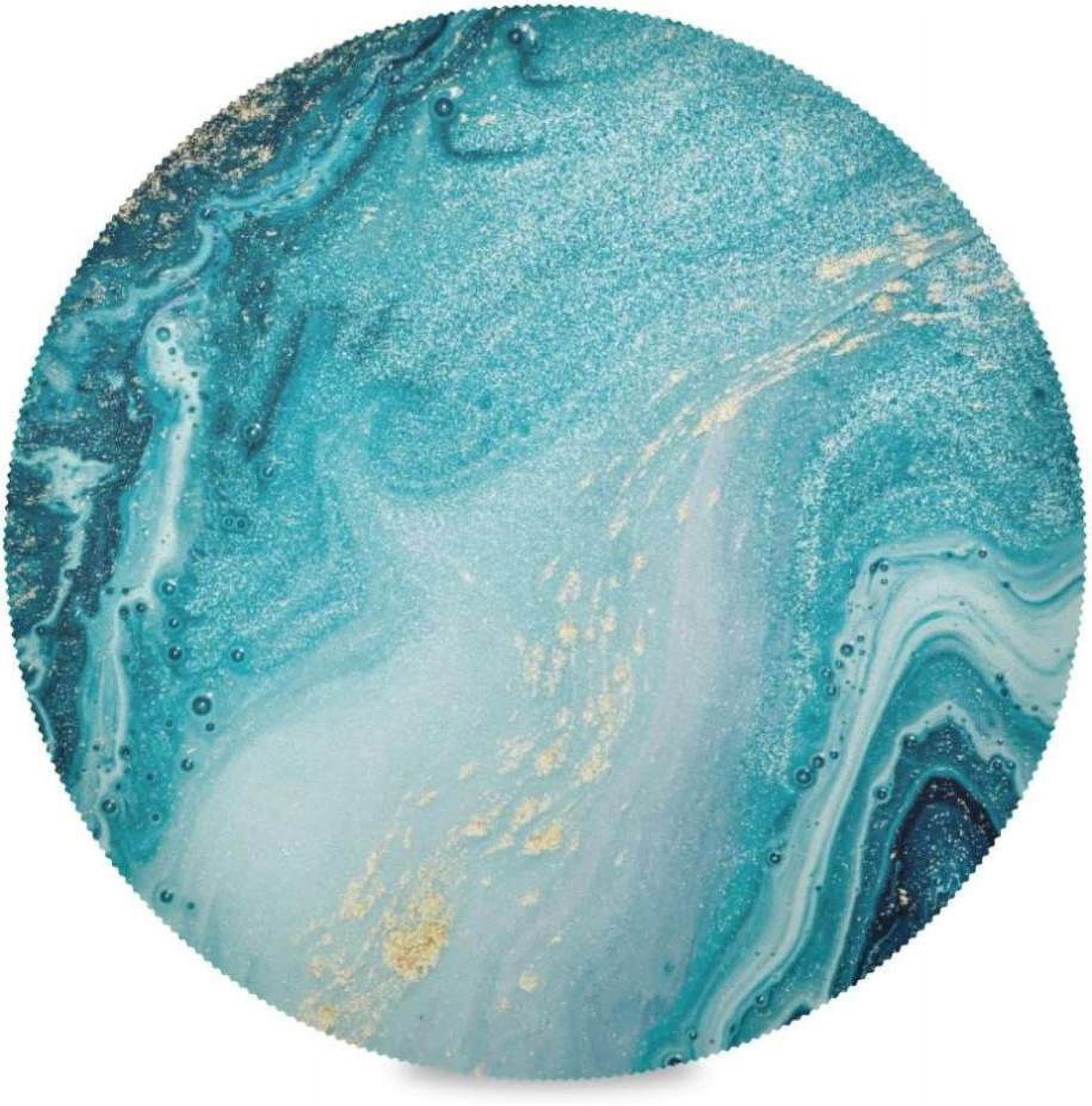 Hyjoy Blue Marble Round Placemats Set of 1, Non-Slip Heat Resistant ...