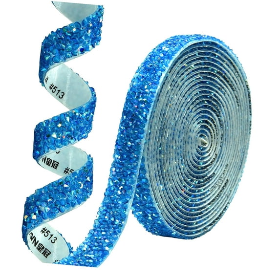Hyjoy Blue Rhinestone Strips Rhinestones, 4 Yards Bling Ribbons Sticker ...