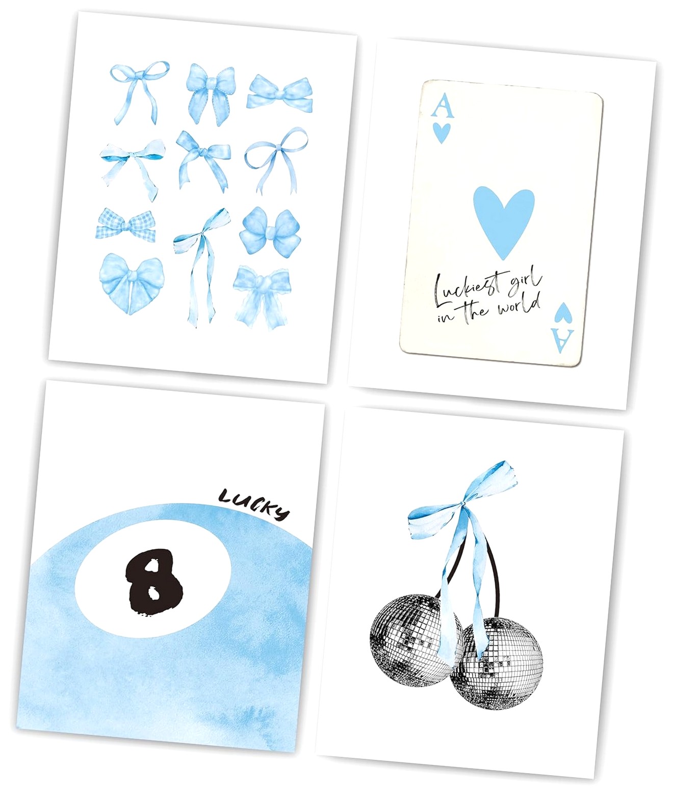 Hyjoy Blue Trendy Preppy Wall Prints Set of 4, Room Decor, Preppy Room ...