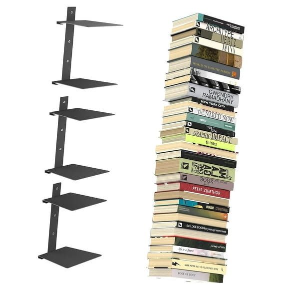Hyjoy Bookshelves for Wall, 6 Tier Vertical Spine Book Tower, Book ...