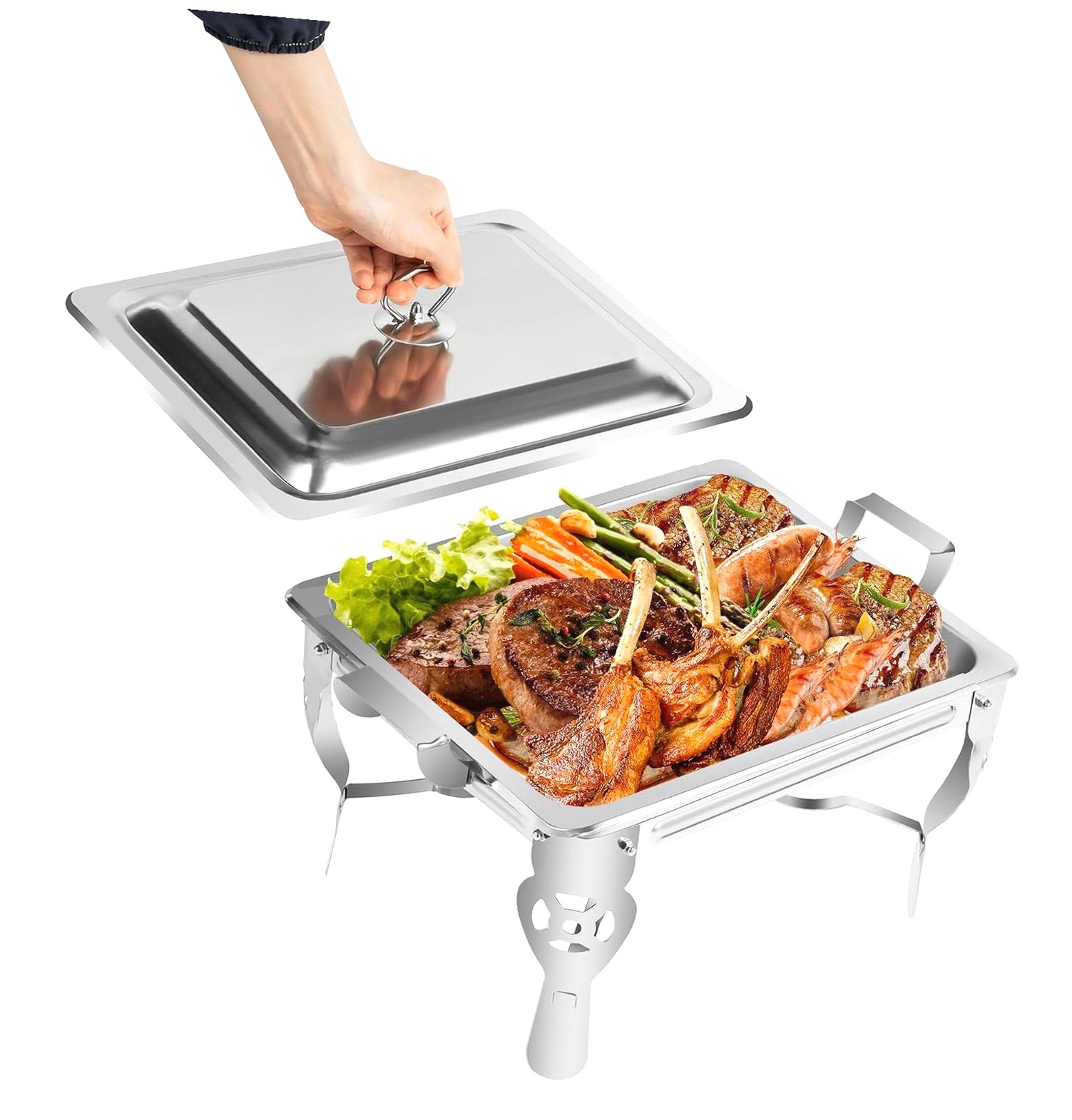 Hyjoy Chafing Dish Buffet Set, 6L/5.28Qt Rectangle Chafing Dishes ...