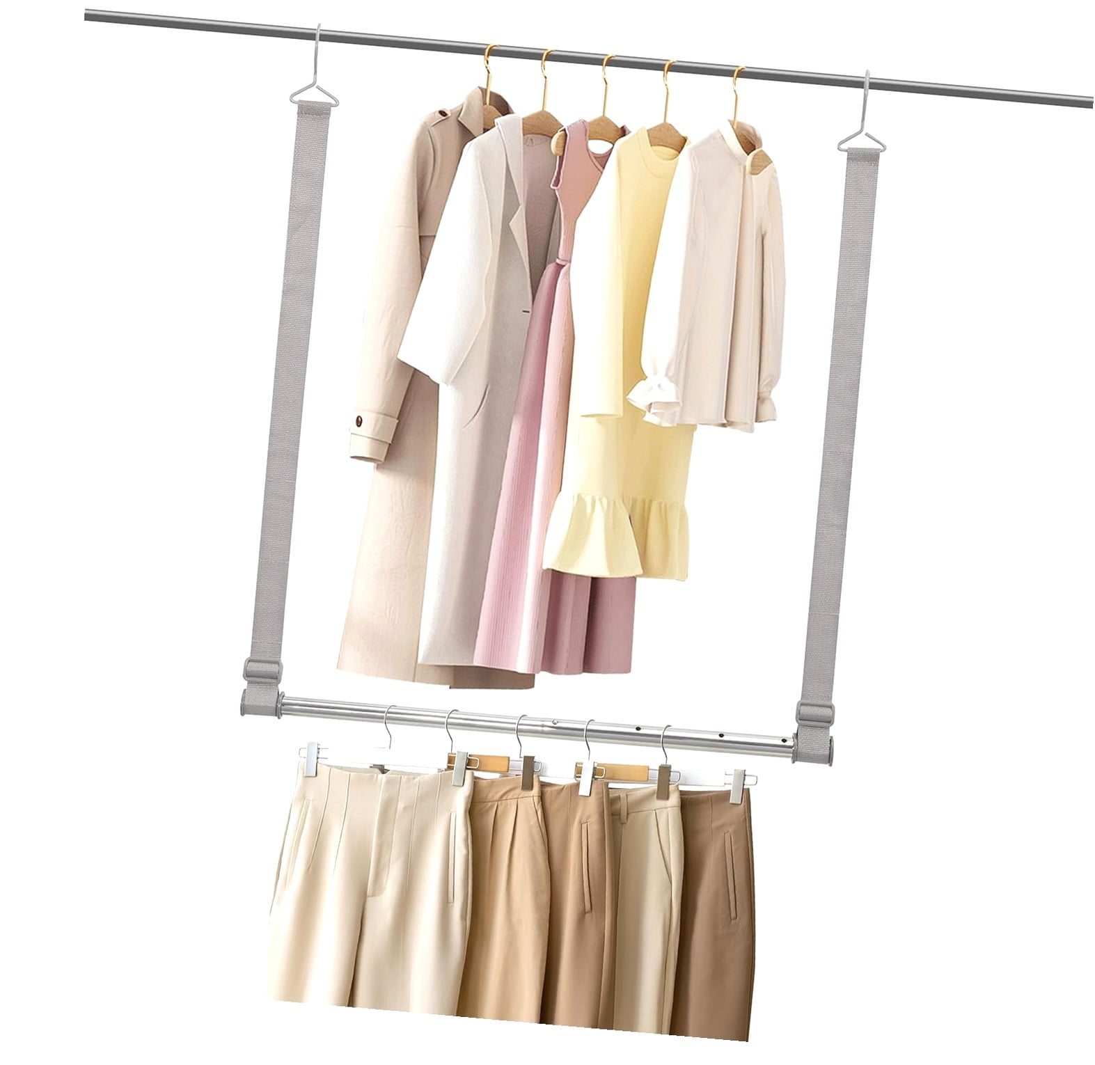 Hyjoy Closet Hanging Rod, Length and Height Closet Rod, -saving Closet ...