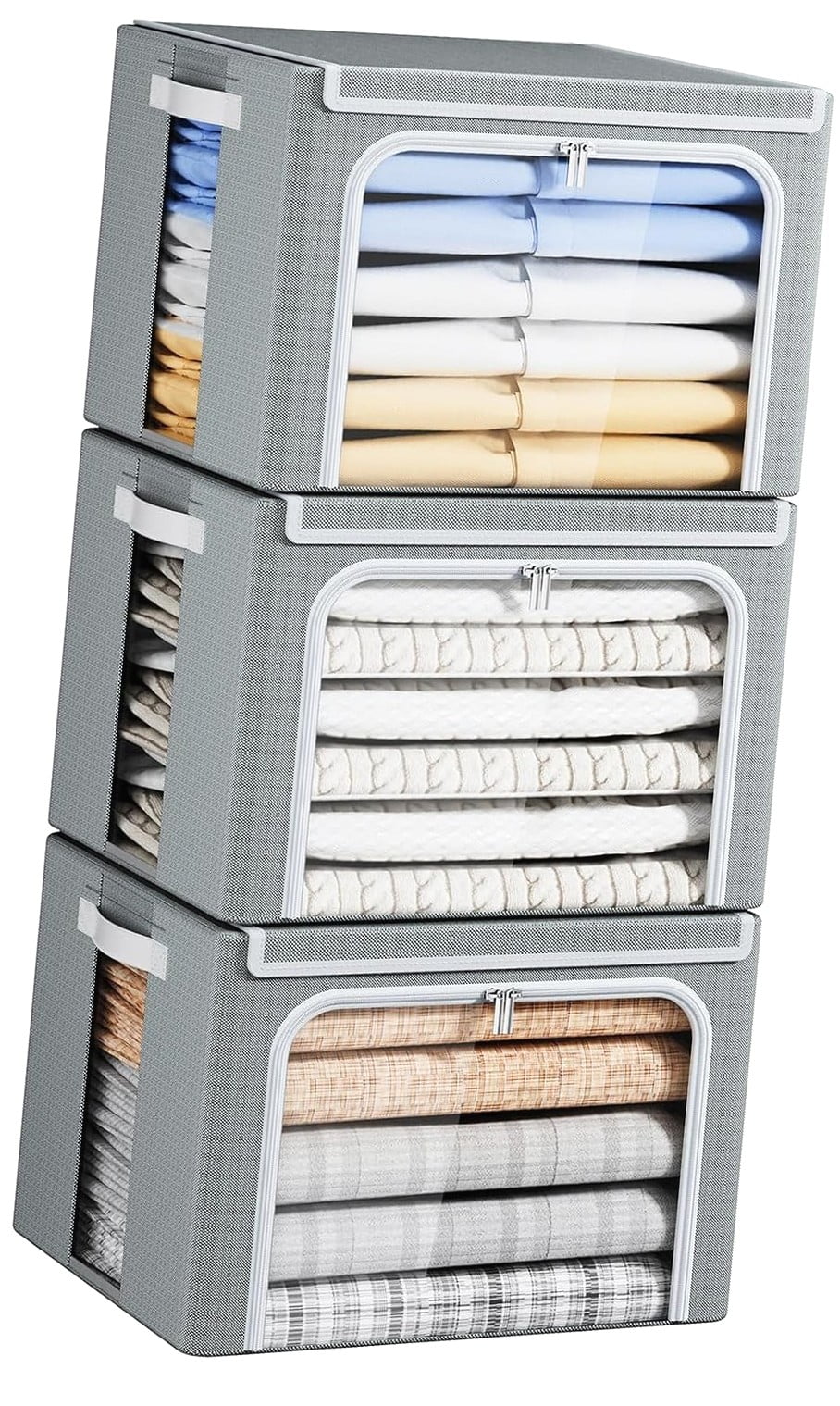Hyjoy Clothes Storage Bins with Metal Frame, 40L Foldable Clothing ...