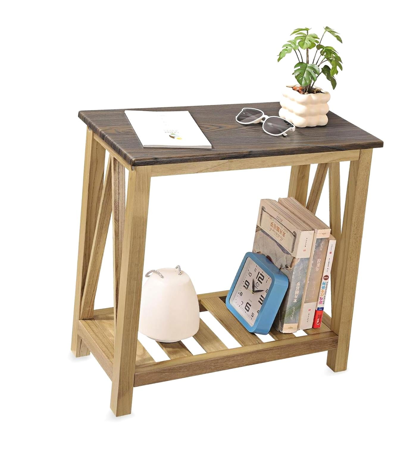 Hyjoy Compact Side Table, Rectangular End Tables with Storage Shelf ...