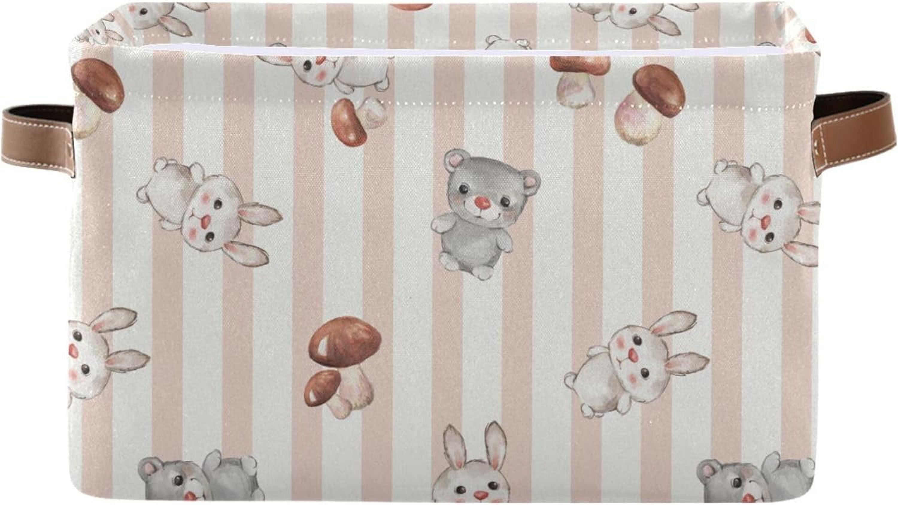 Hyjoy Cute Bunny Storage Basket Foldable Storage Bin 2 Pack, Canvas ...