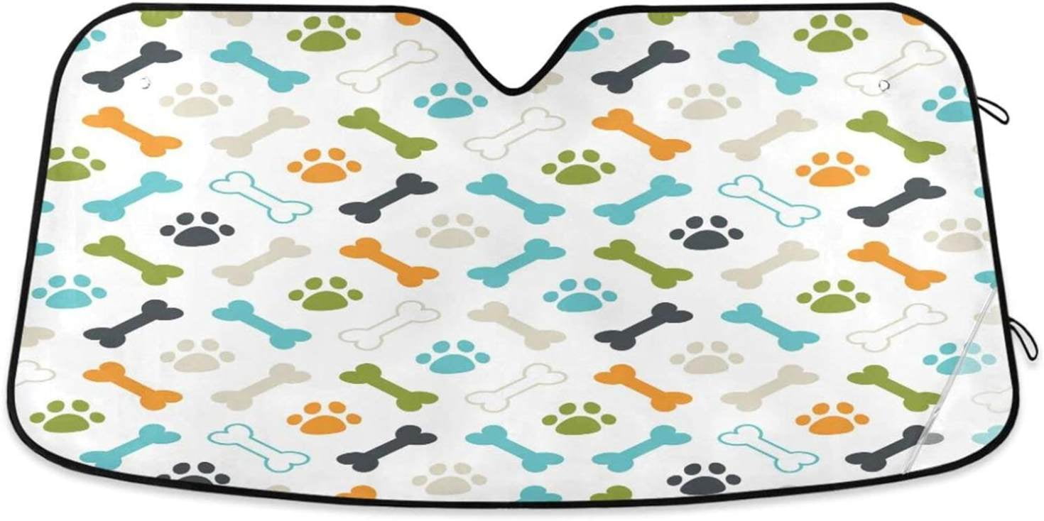 Hyjoy Cute Paw Prints Car Windshield Sun Shade,Foldable Visor Protector ...