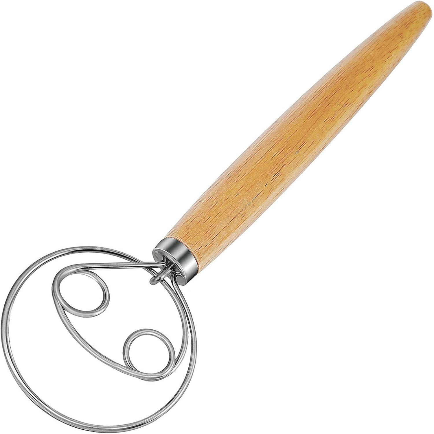 Hyjoy Danish Dough Whisk Dutch Bread Mixer Steel Wooden Handle Baking ...