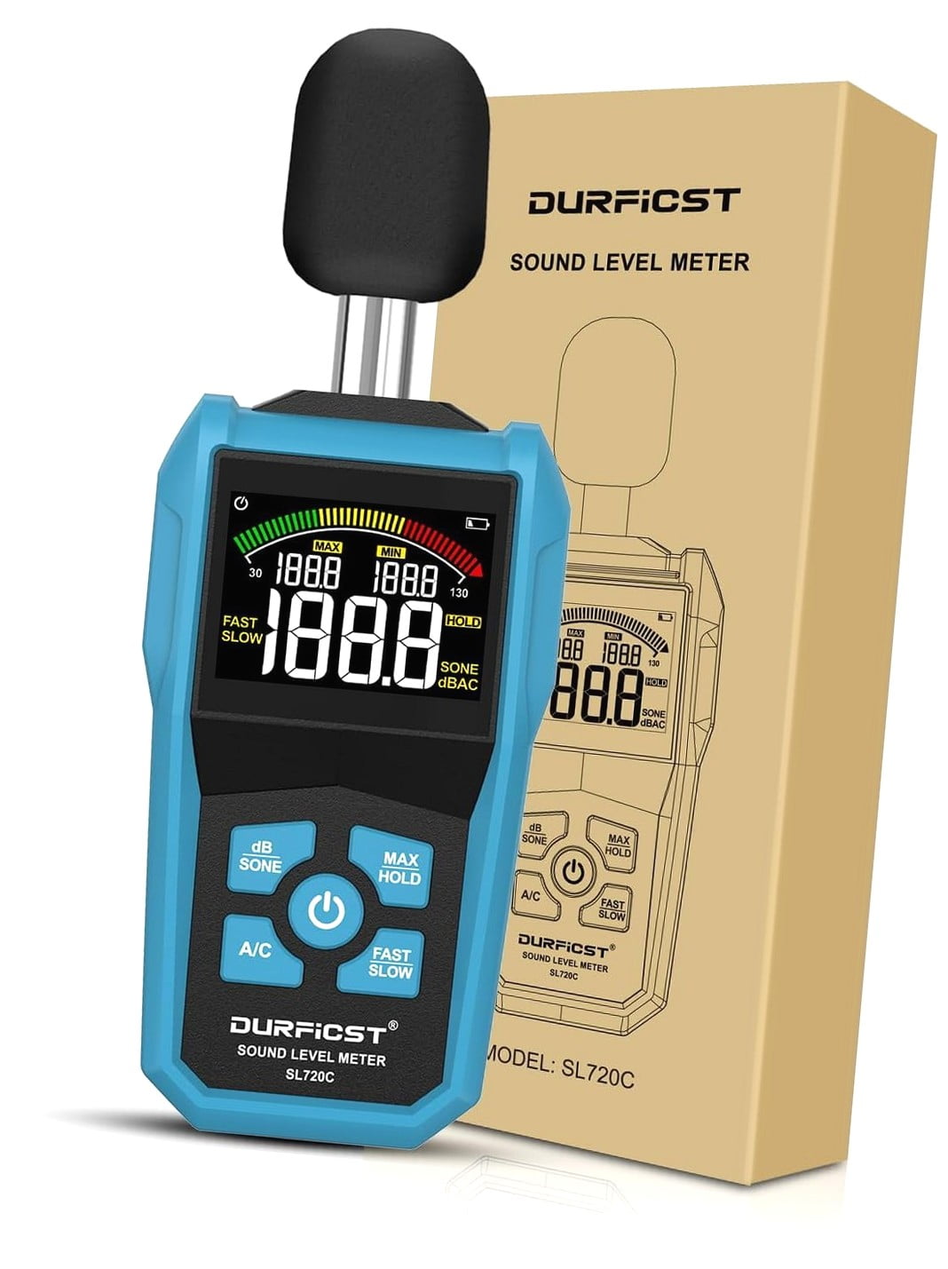 Hyjoy Decibel Meter, Sound Meter with LCD Color Screen, 30-130dB SPL ...