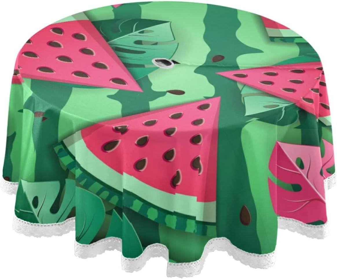 Hyjoy Delicious Watermelon Round Tablecloth 60In,Waterproof Round Table ...