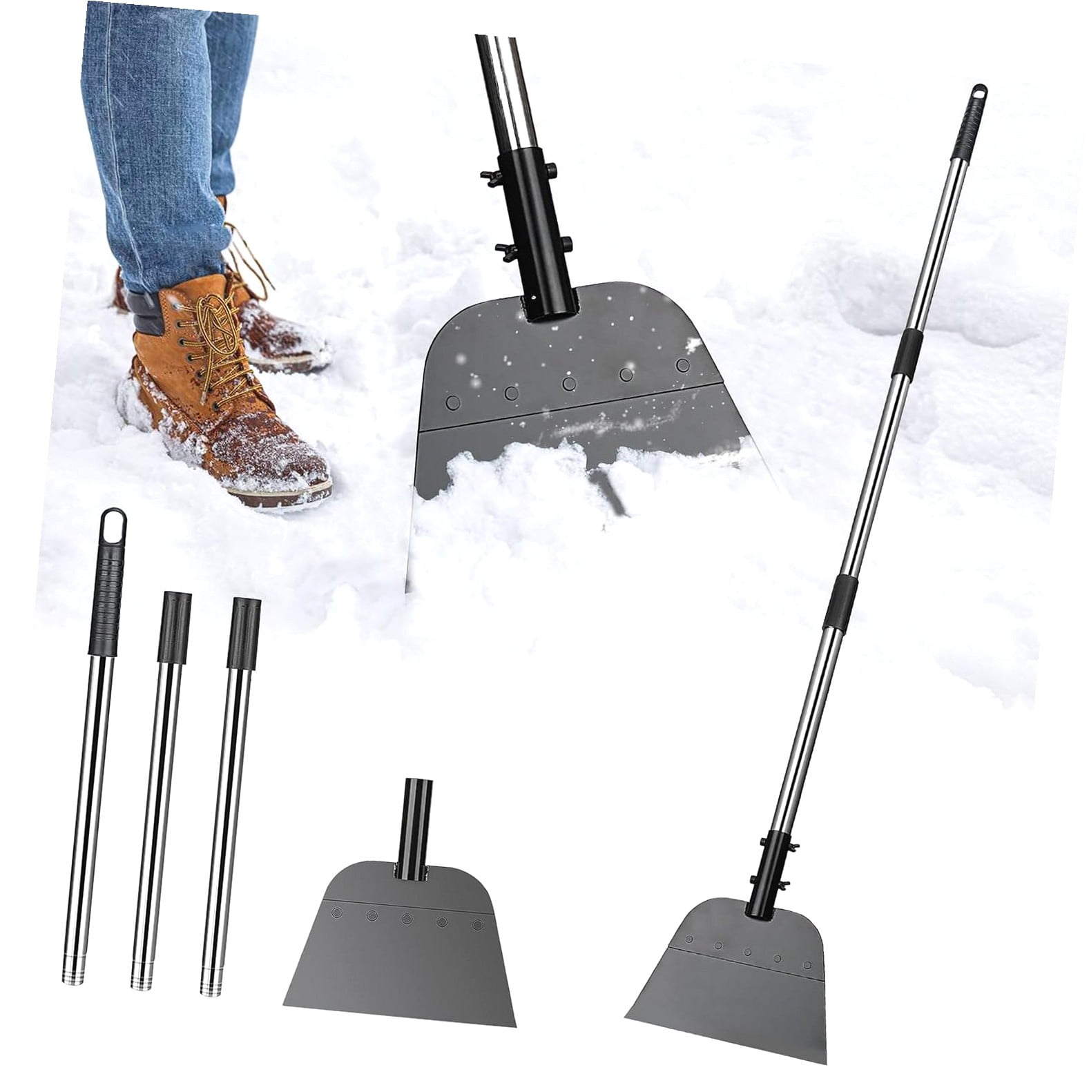 Hyjoy Driveway Scraper, Flat with Extended Handle, Includes Handle ...