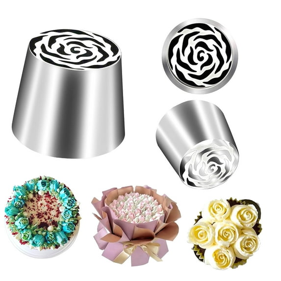Hyjoy Extra Large Piping Tip with Seamless Design, Steel Rose Floral ...