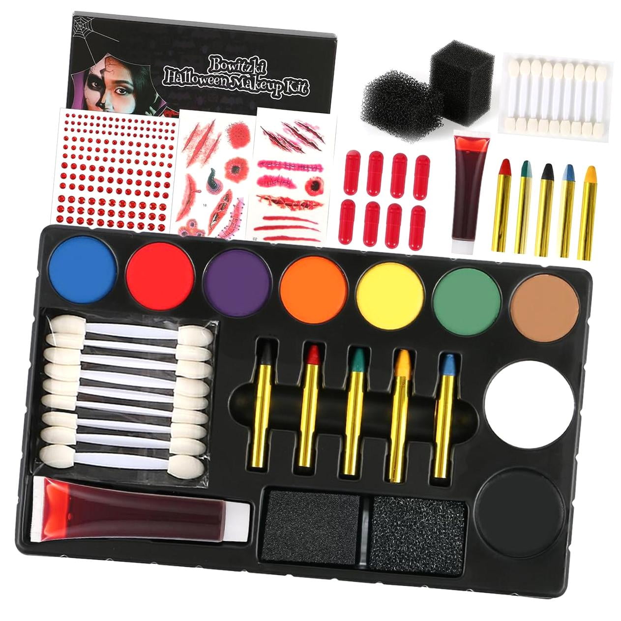 Hyjoy Face Painting Makeup SFX Kit, Includes 9 Oil Based Face Paint ...