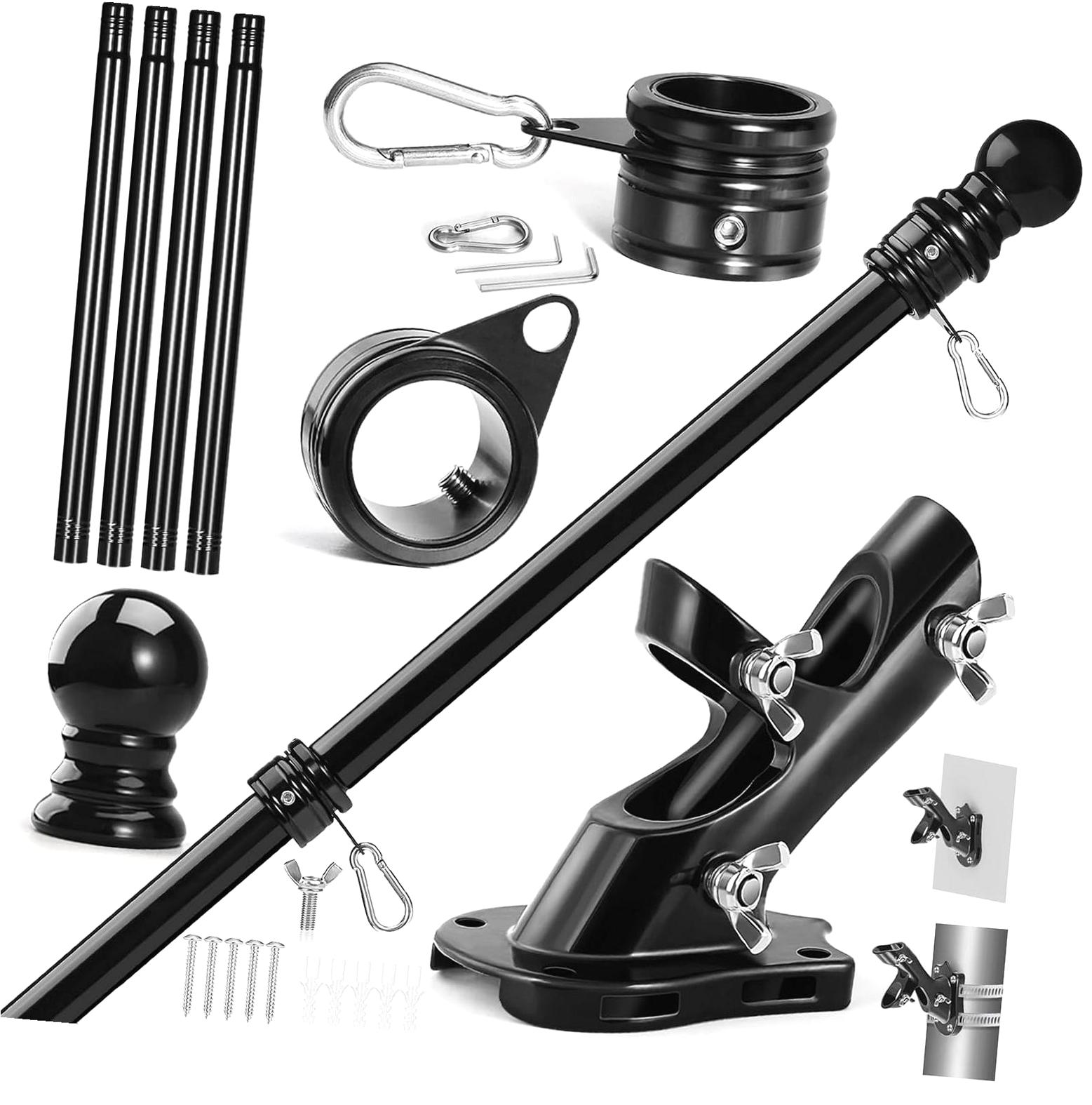 Hyjoy Flag Pole Kit- Stainless Steel 5 FT Flag Poles with 1 Inch Metal ...