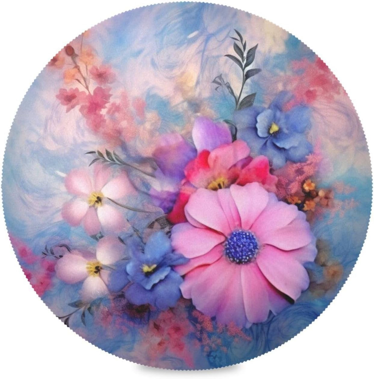 Hyjoy Flowers Round Placemats 15.4in,Washable Heat Resistant Table Mats ...