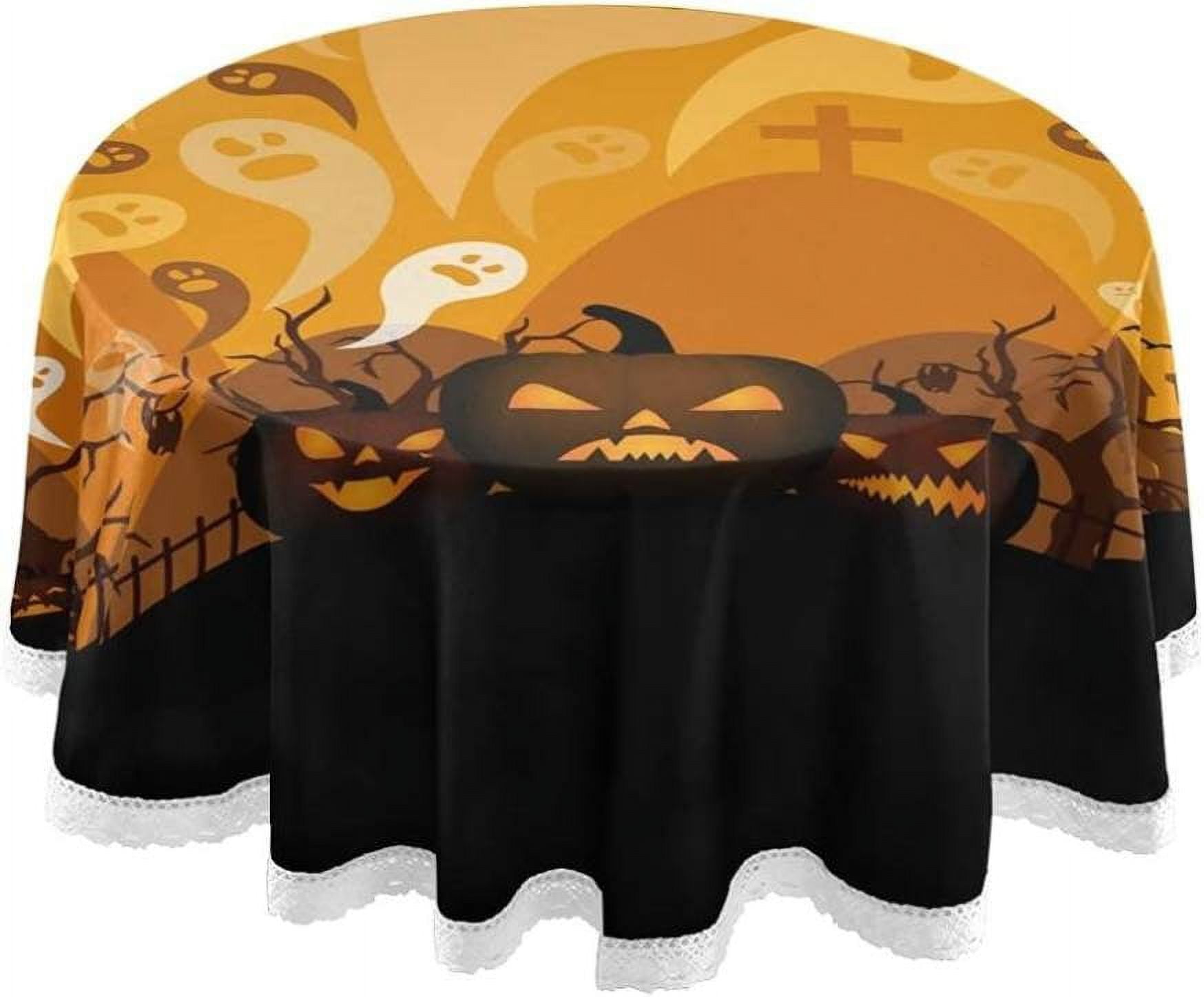 Hyjoy Ghost Halloween Round Tablecloth 60 Inch Waterproof Stain and ...