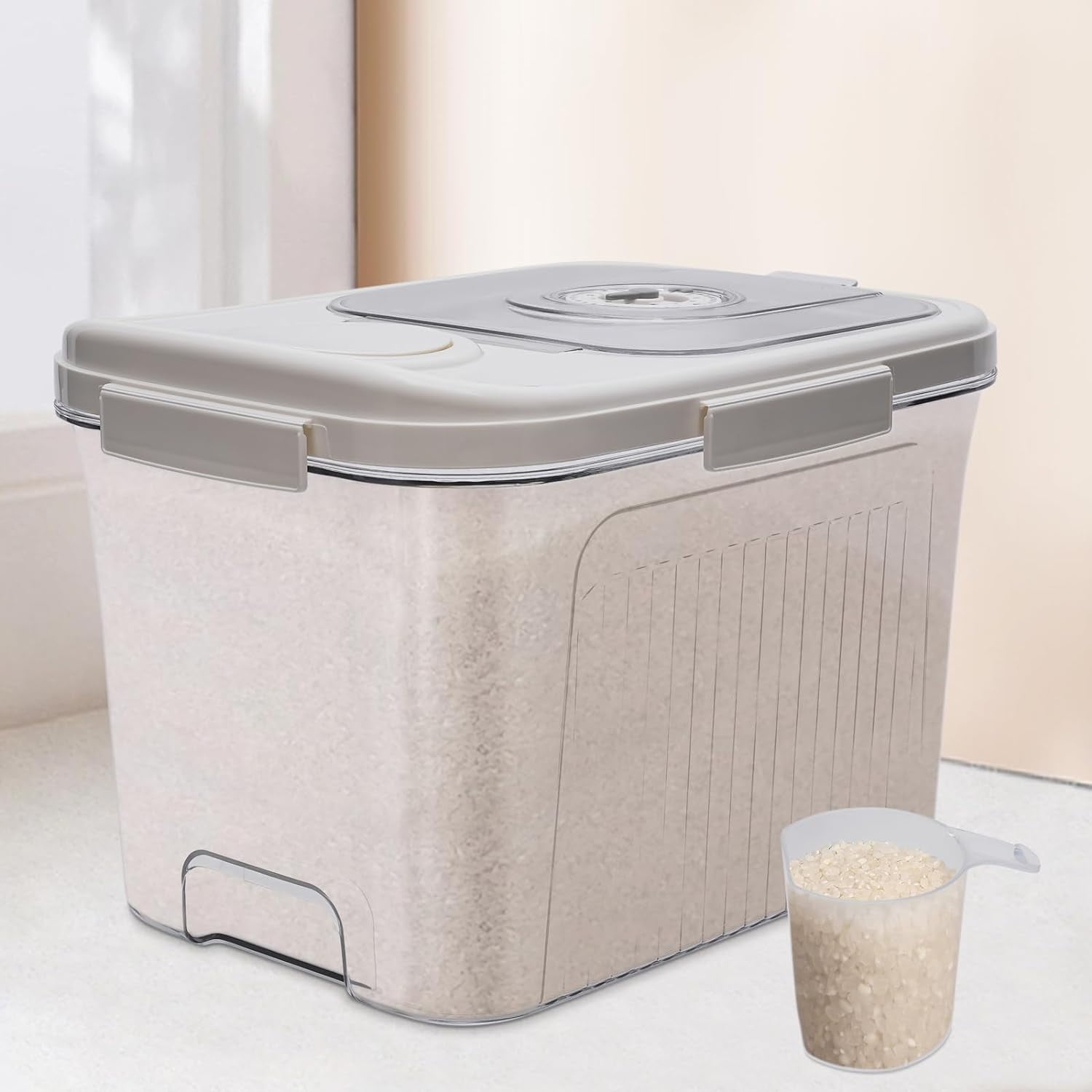 Hyjoy Grain Storage Container, Bucket Cereal Jar with Timer, Capacity ...