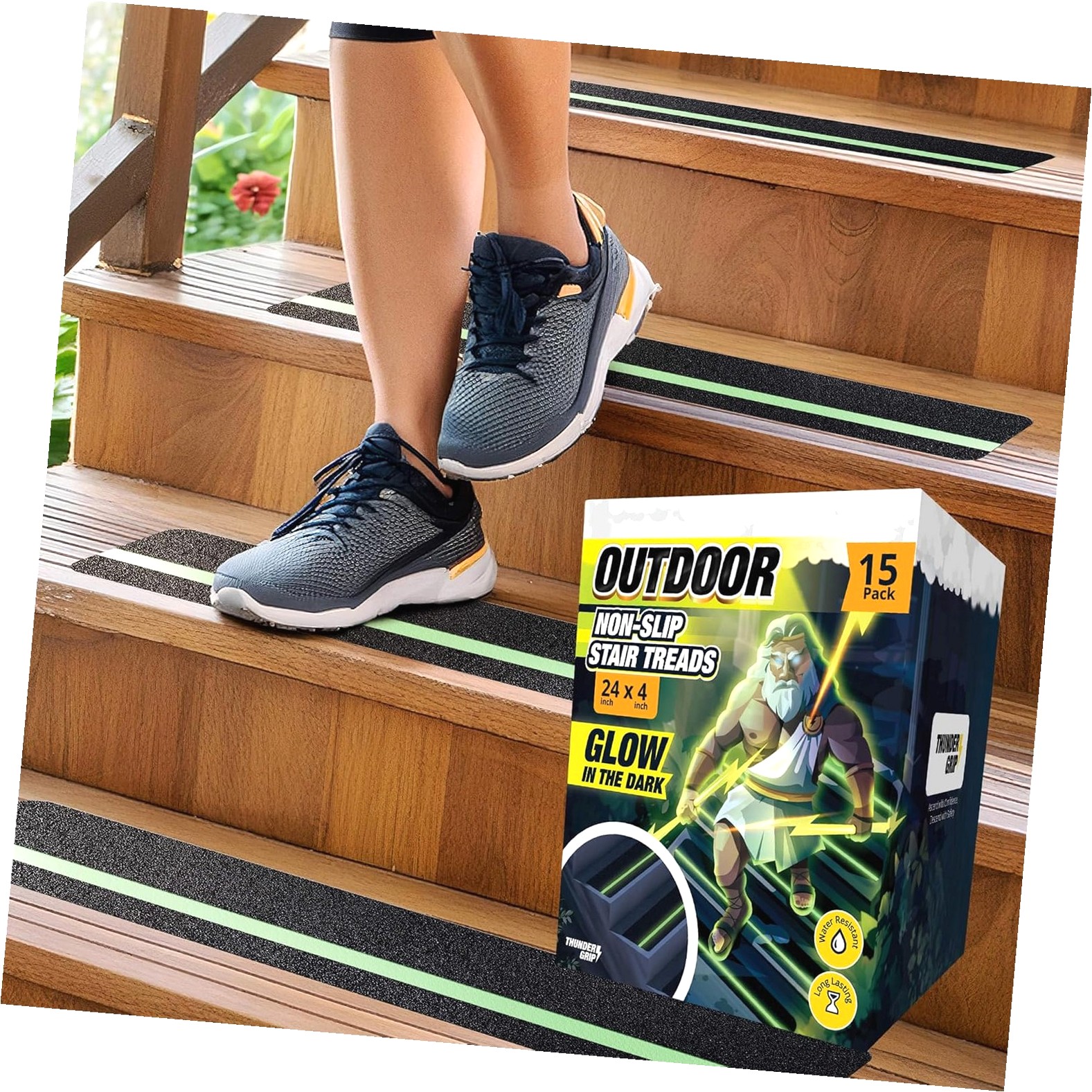 Hyjoy Grit Tape for Stairs 24" 4" 15-Pack Stair Treads Weather ...