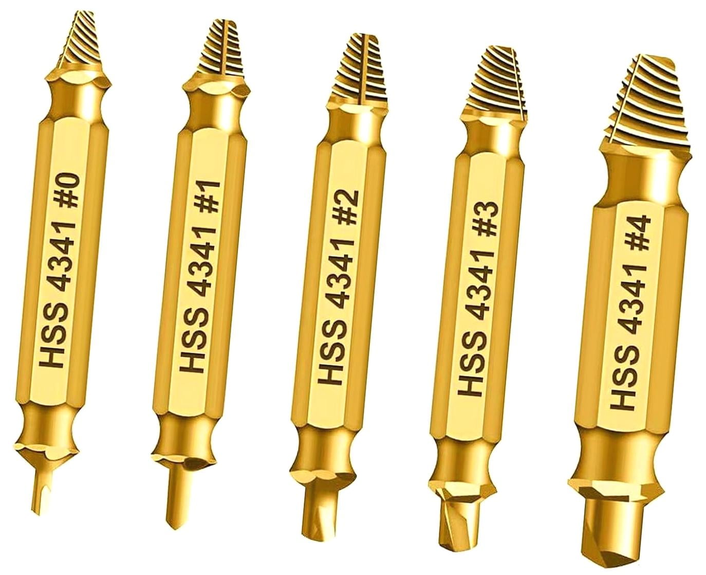 Hyjoy HSS Damaged Screw Extractor Set, 5-Piece Drill Bit Kit for ...