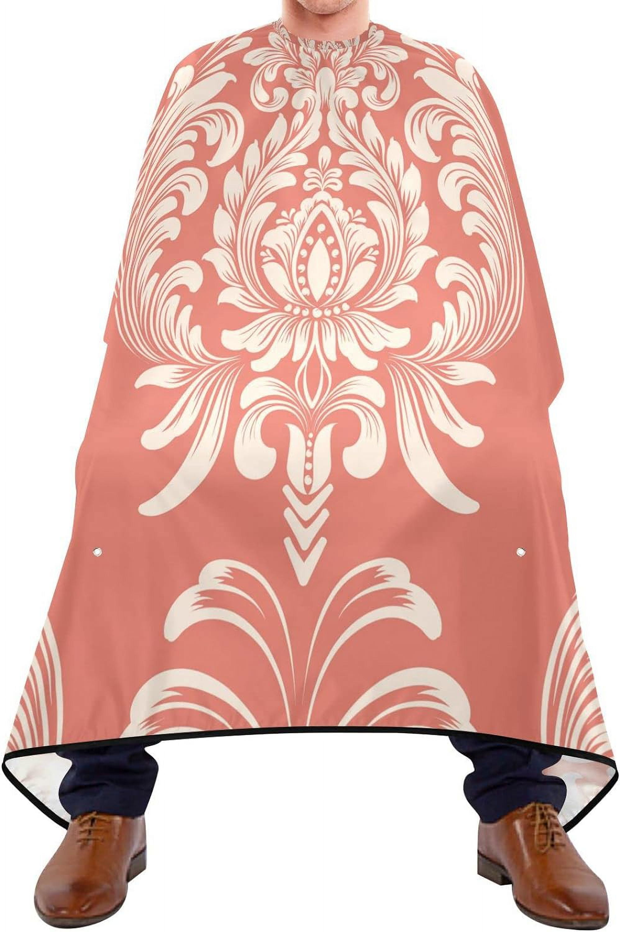 Hyjoy Hair Cutting Cape for Men, Baroque Damask Floral Orange Barber ...