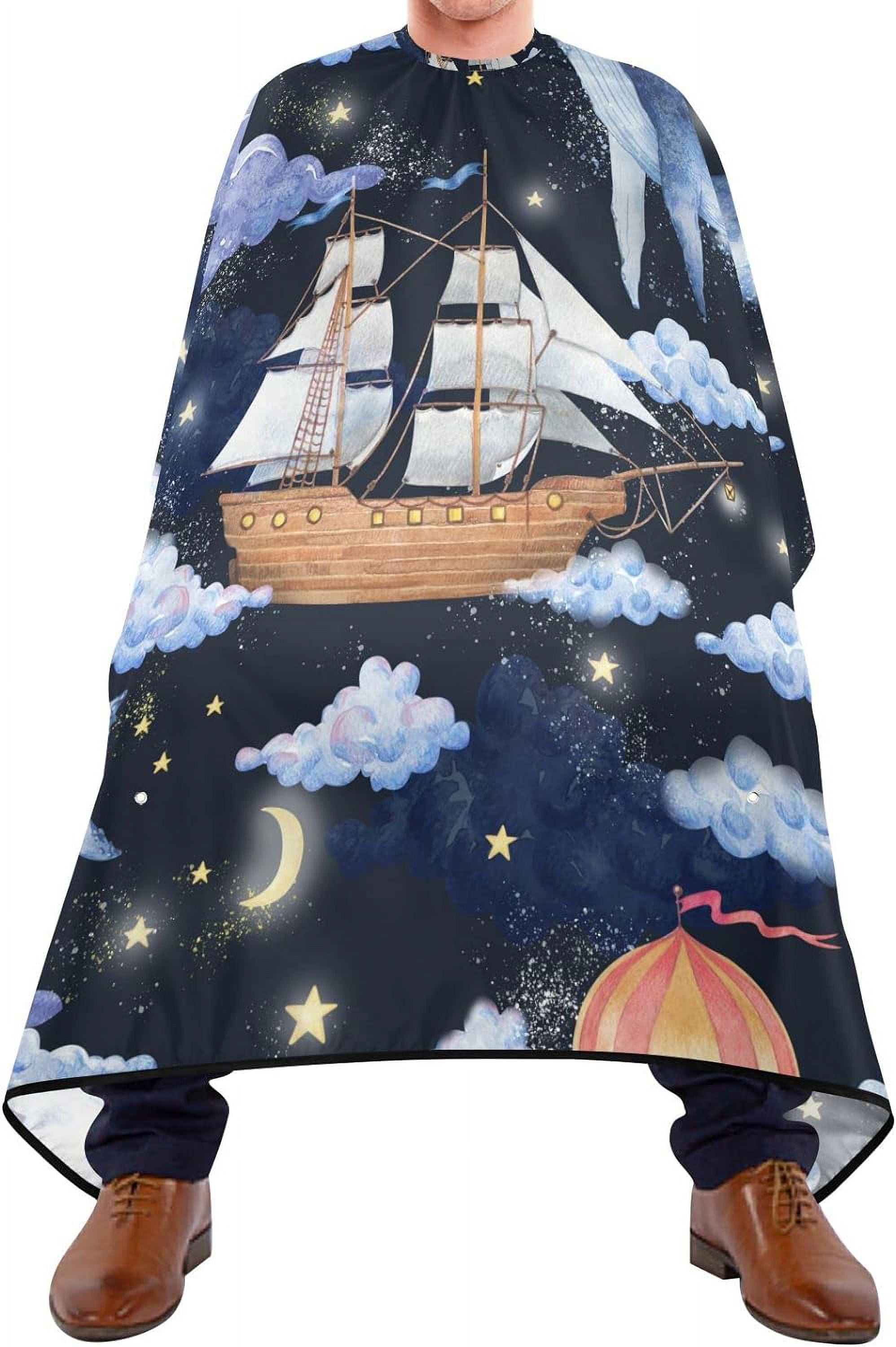 Hyjoy Hair Cutting Cape for Men, Watercolor Whales Clouds Moon Stars ...