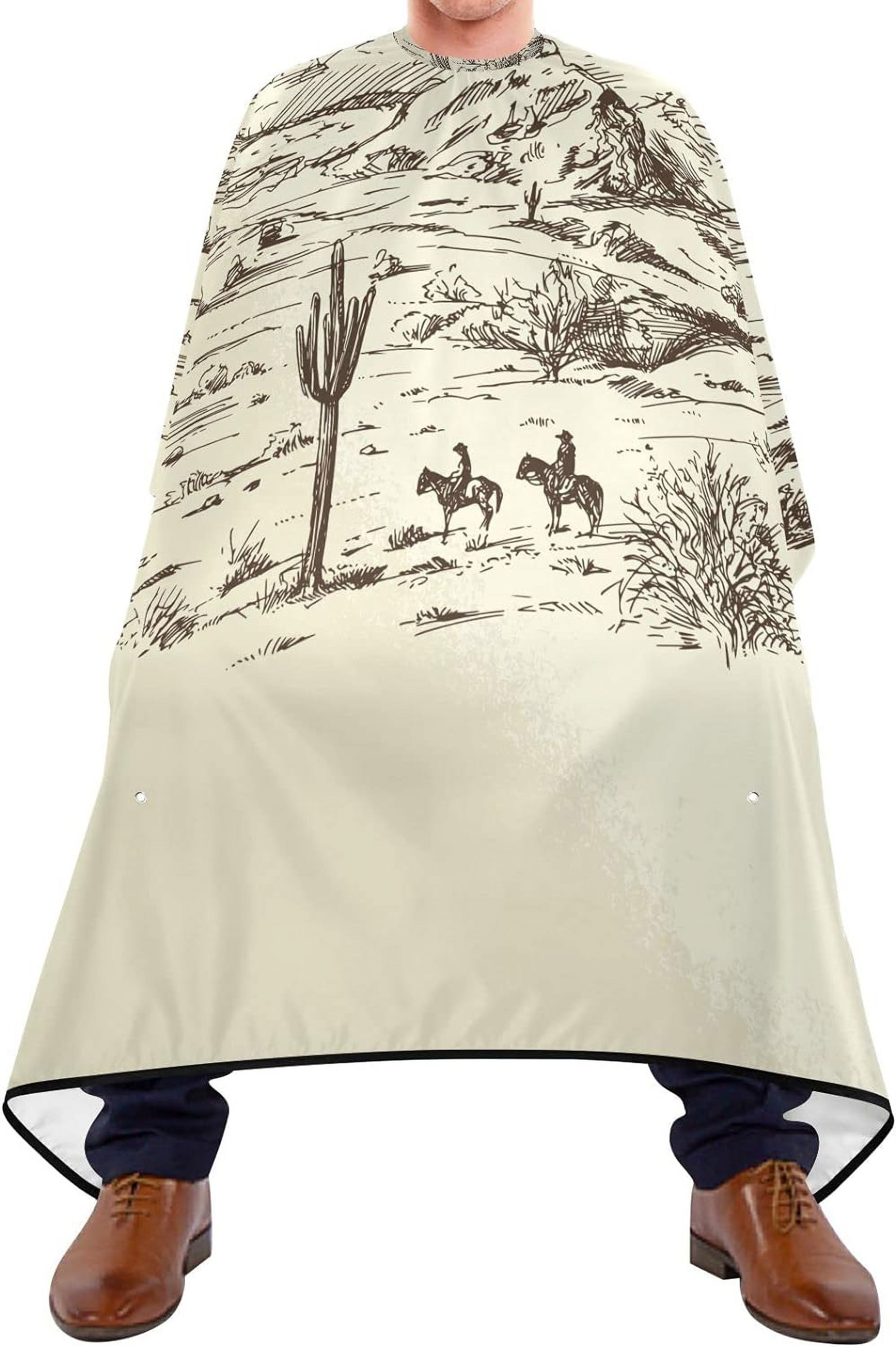 Hyjoy Hair Cutting Cape for Men, West Desert with Cowboys Barber Cape ...