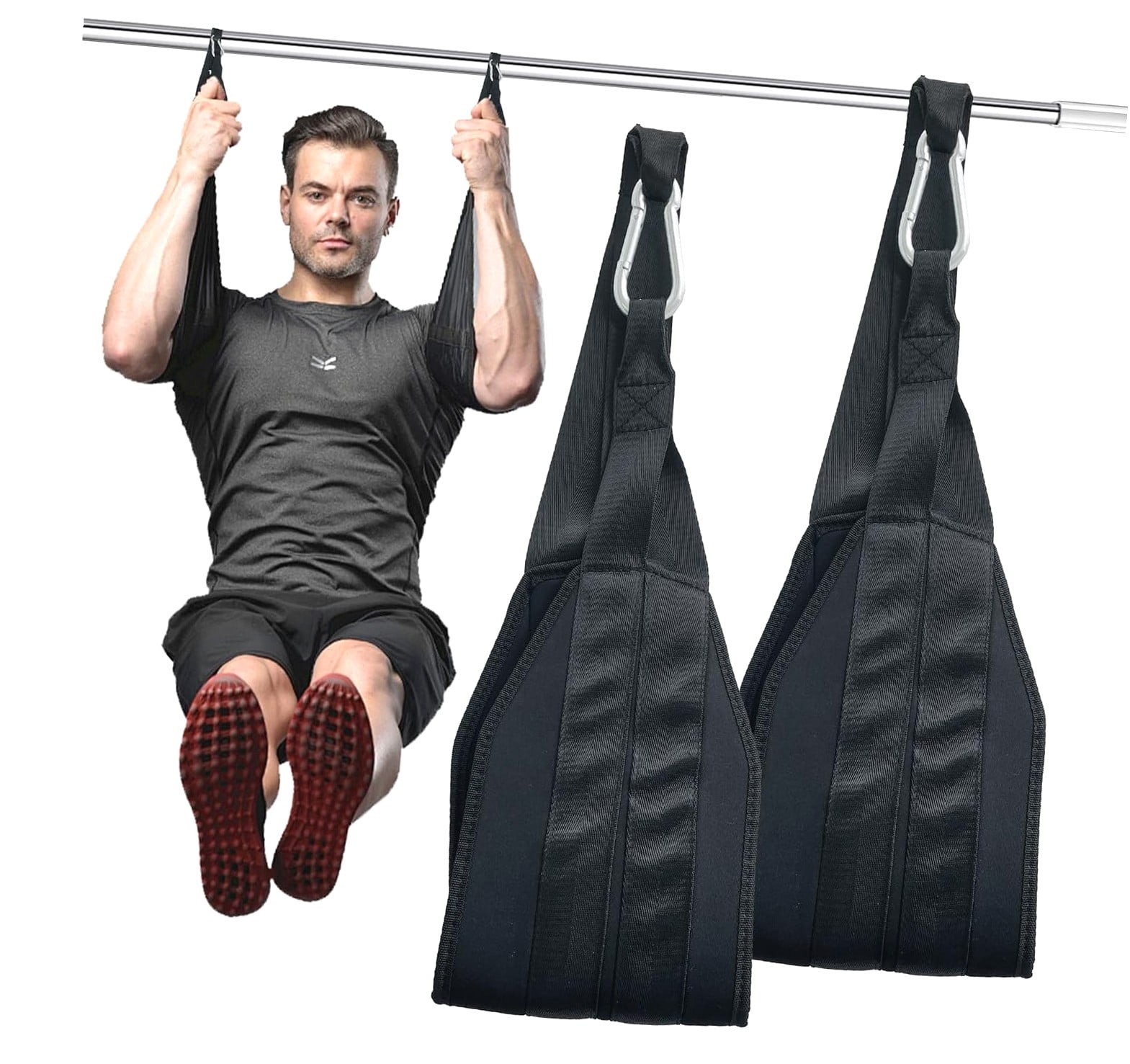 Hyjoy Hanging Ab Straps for Core Strength and Abdominal Training with 2 ...