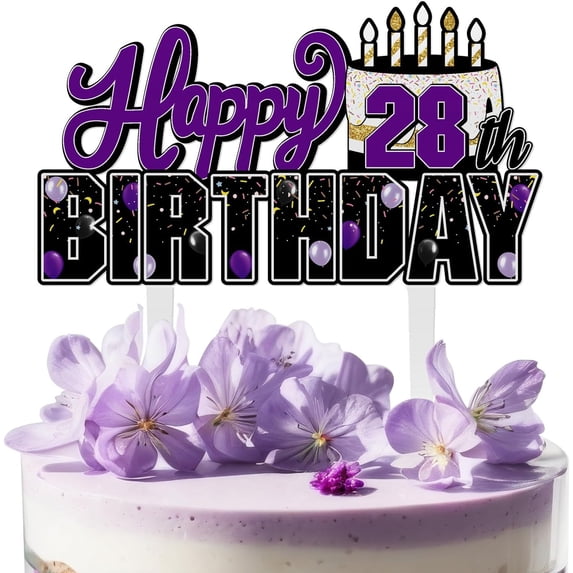 Hyjoy Happy 28th Birthday Acrylic Cake Topper, Themed Birthday Cheers ...