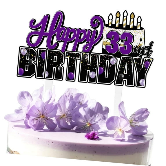 Hyjoy Happy 33rd Birthday Acrylic Cake Topper, Theme Birthday Cheers to ...