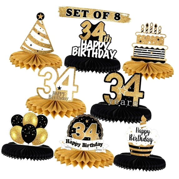 Hyjoy Happy 34th Birthday Table Centerpieces Cheers to 34th Birthday 34 ...
