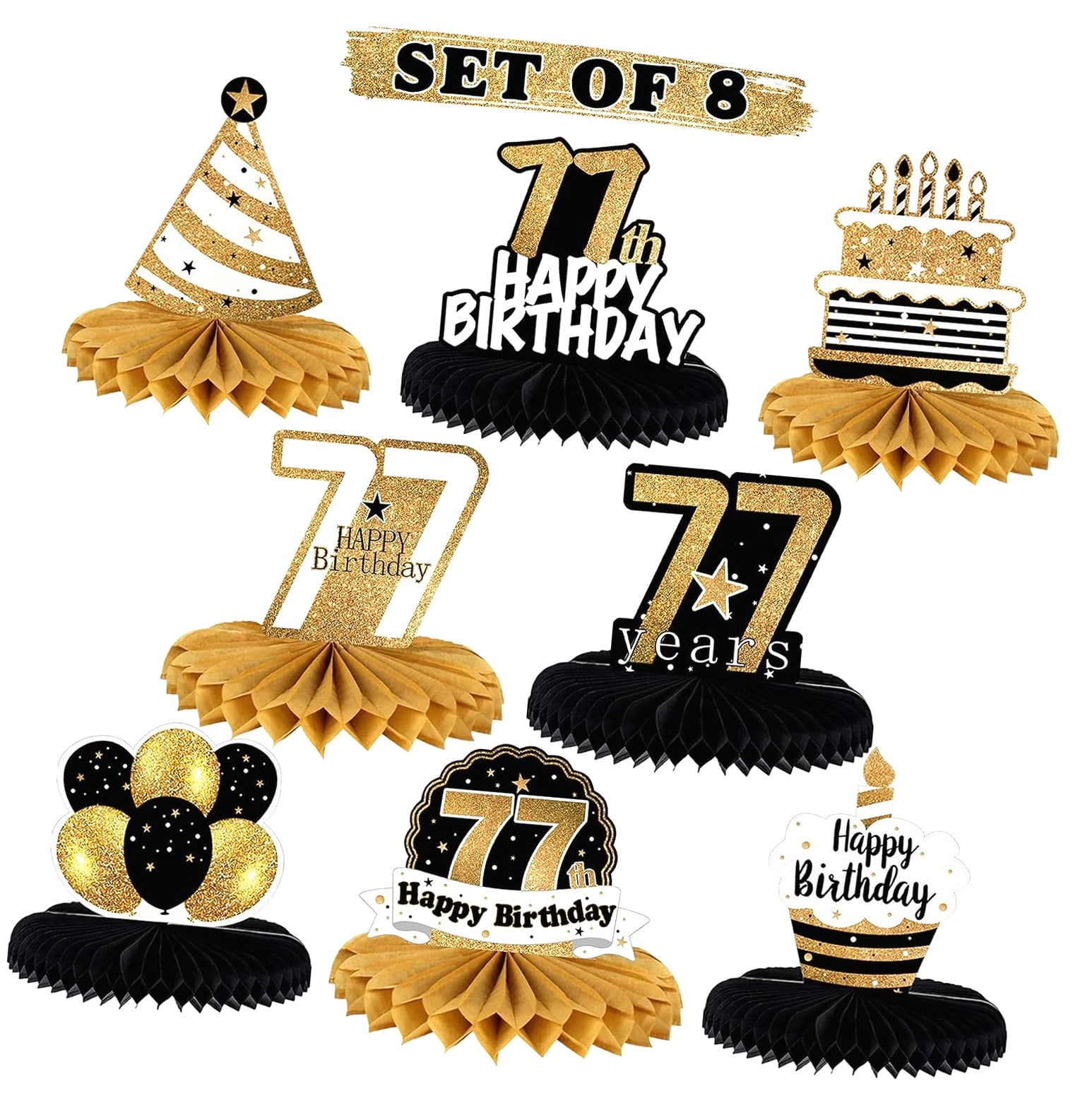 Hyjoy Happy 77th Birthday Table Centerpieces Cheers to 77th Birthday 77 ...