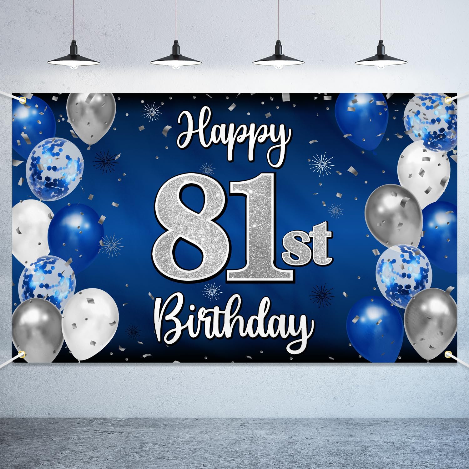 Hyjoy Happy 81st Birthday Decorations, 81st Blue Silver Balloon Large ...