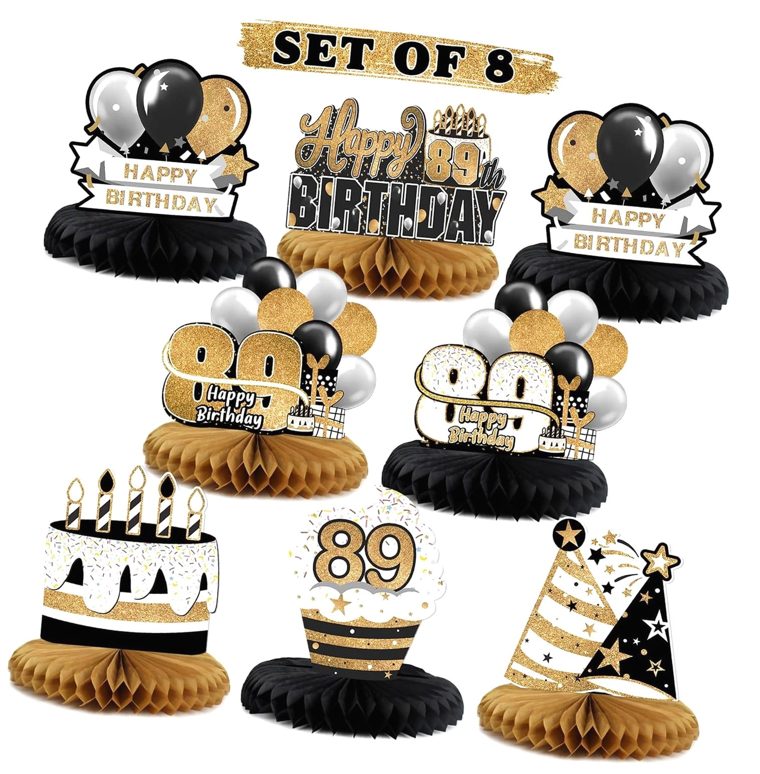 Hyjoy Happy 89th Birthday Decorations, 8-Piece Table Topper ...