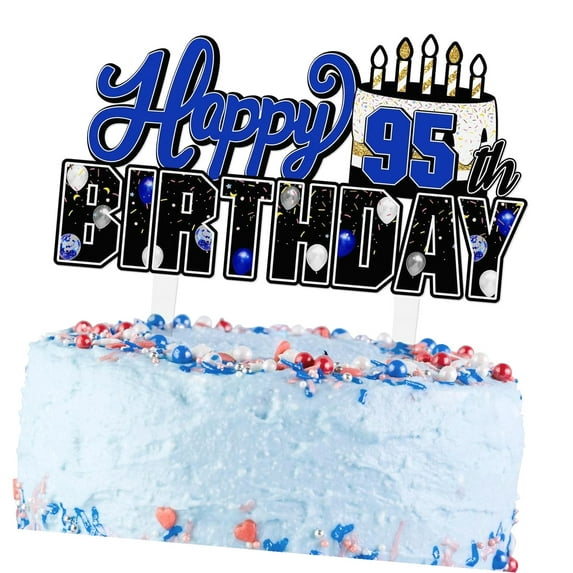 Hyjoy Happy 95th Birthday Blue Acrylic Cake Topper, Blue Theme Birthday ...