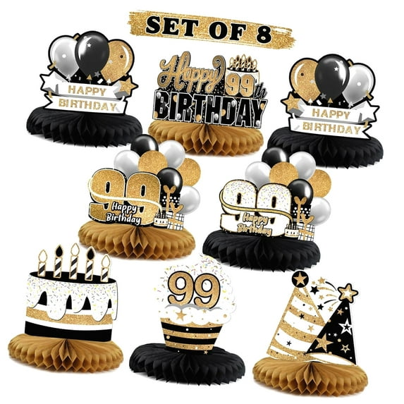 Hyjoy Happy 99th Birthday Decorations, 8 Pcs Table Topper Centerpieces ...