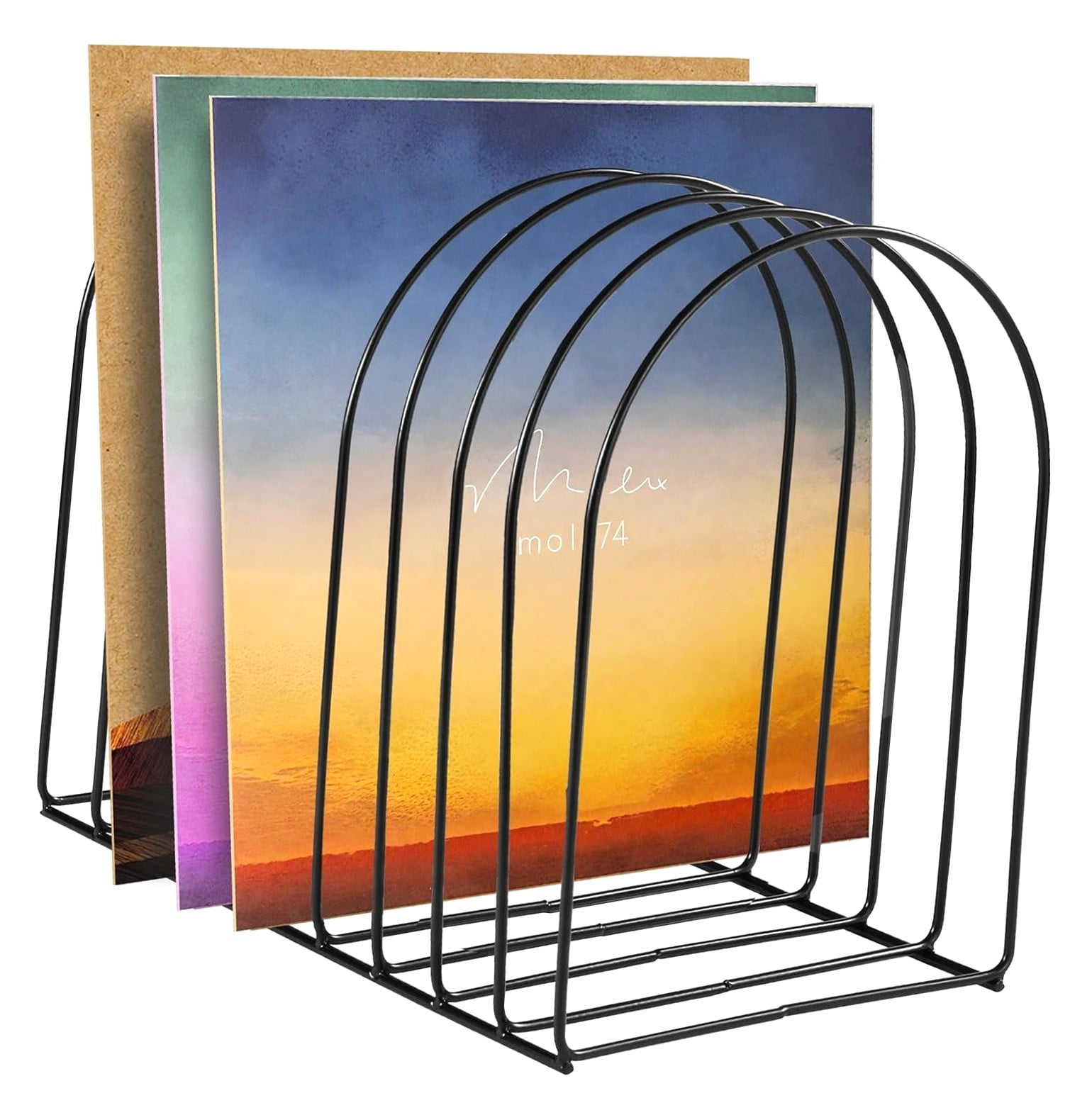 Hyjoy Holder Storage, 9 Slot Vertical Metal Magazine Book File Album ...