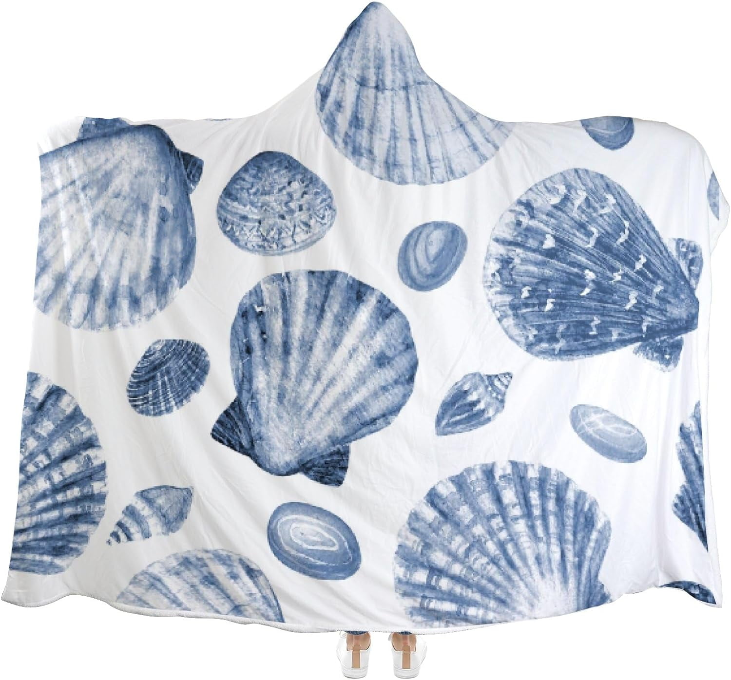 Hyjoy Hooded Blanket Seashell Watercolour Marine - Wearable Soft Fleece ...