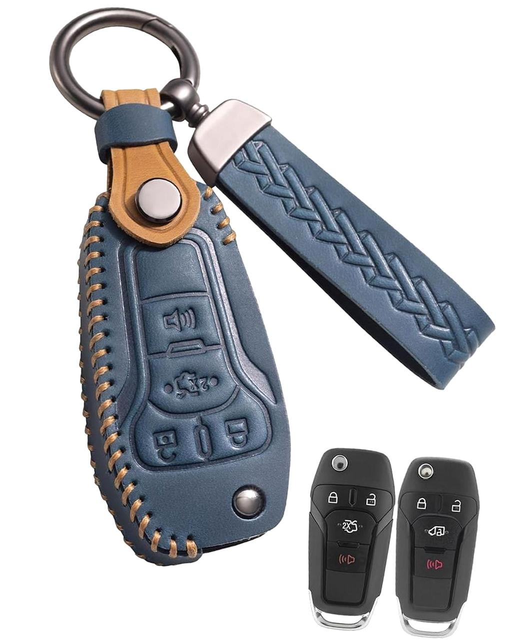 Hyjoy Key Fob Cover Leather Car Key Case Keychain Fob Holder with ...