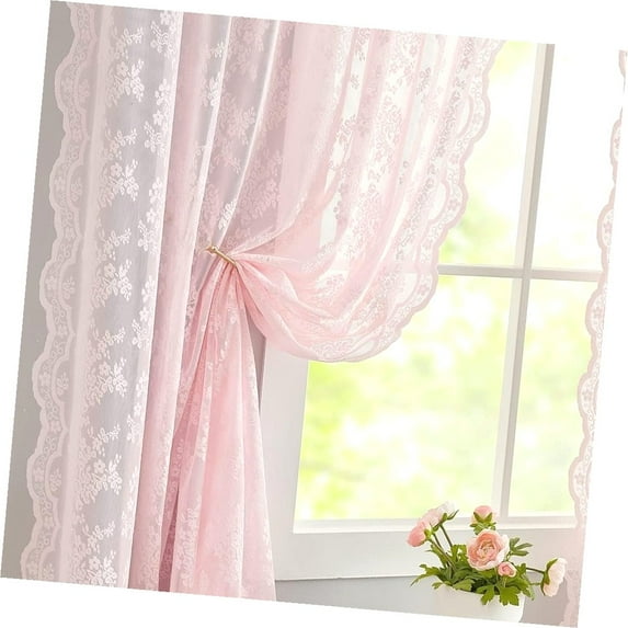 Hyjoy Lace French Door Curtains Set of 2 Sheer Curtain Door Pair 52 72 ...